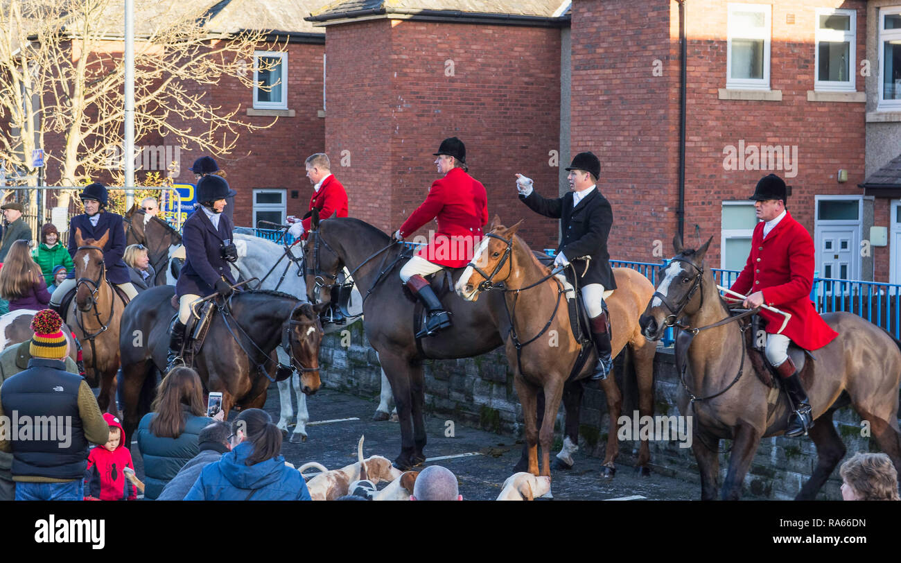 Morpeth, Northumberland, UK. 01st January 2019. The Morpeth Hunt which ...