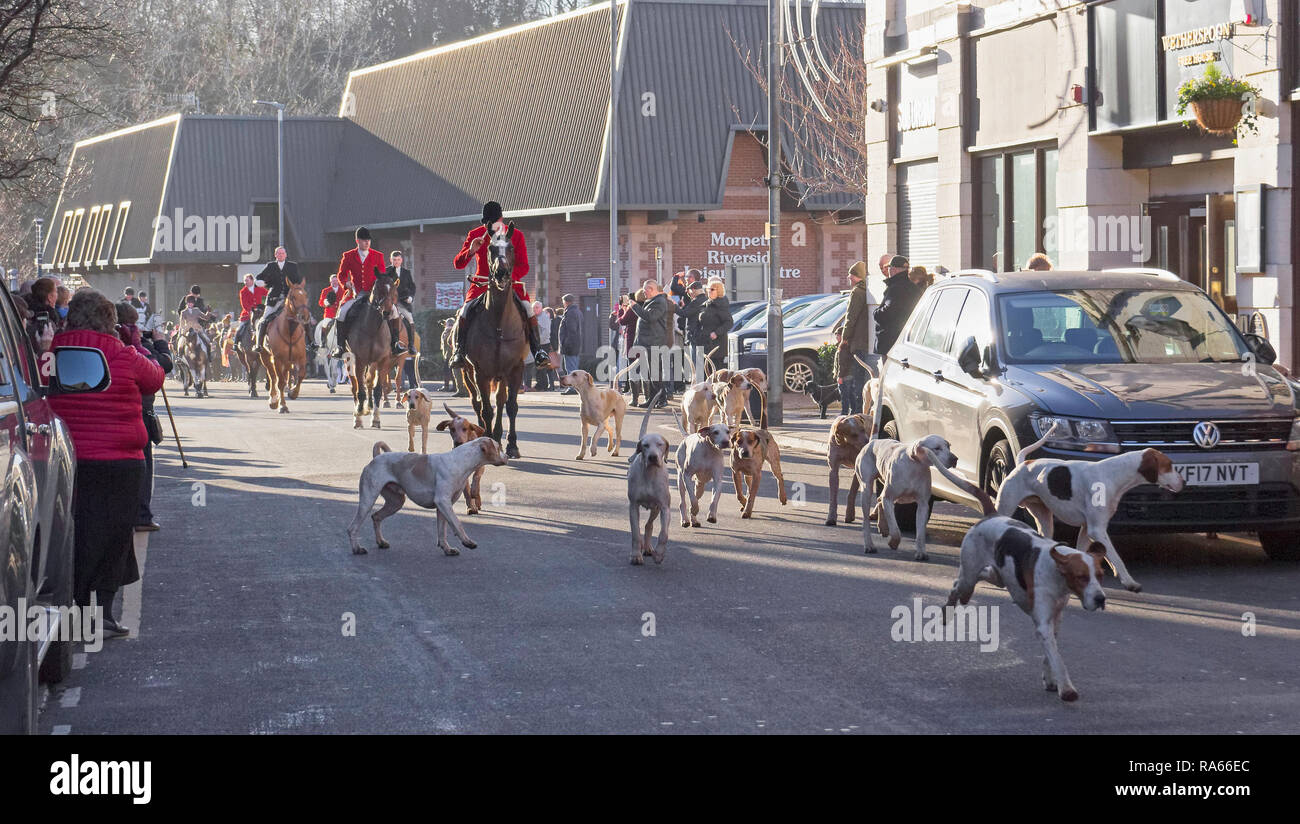Morpeth, Northumberland, UK. 01st January 2019. The Morpeth Hunt which ...