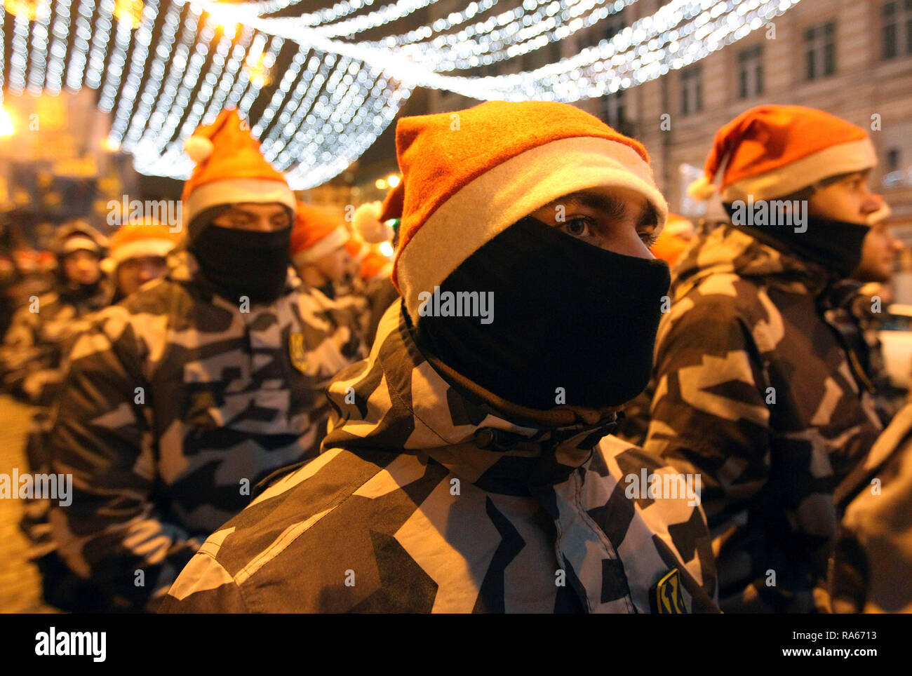 Kiev, Ukraine. 1st Jan, 2019. Members and supporters of National Corps ...