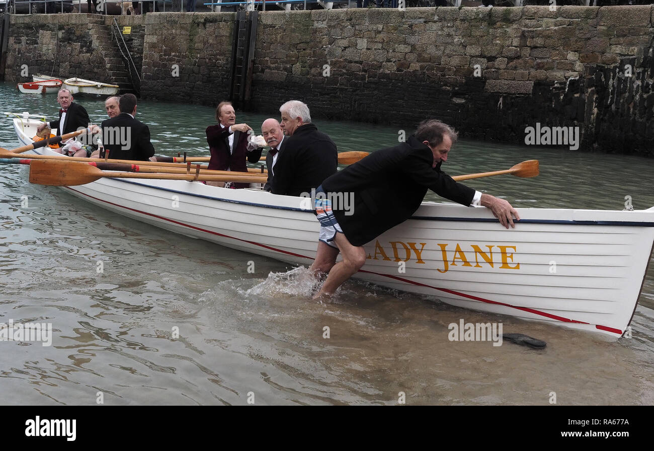 Charity New Years Day swim Newquay Cornwall Stock Photo - Alamy