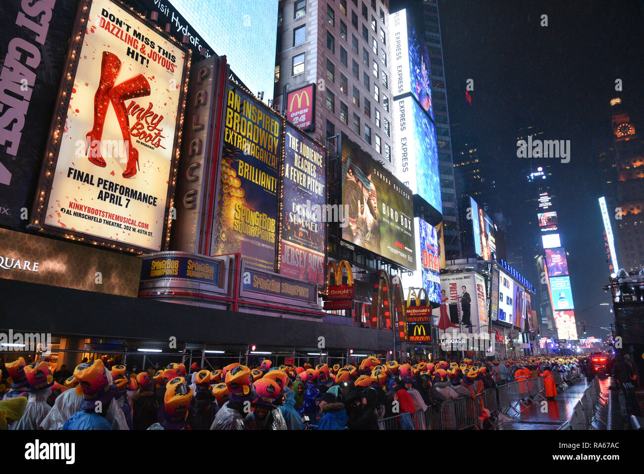 New York, USA. 31st December, 2018. New Years Eve revelers are seen ...