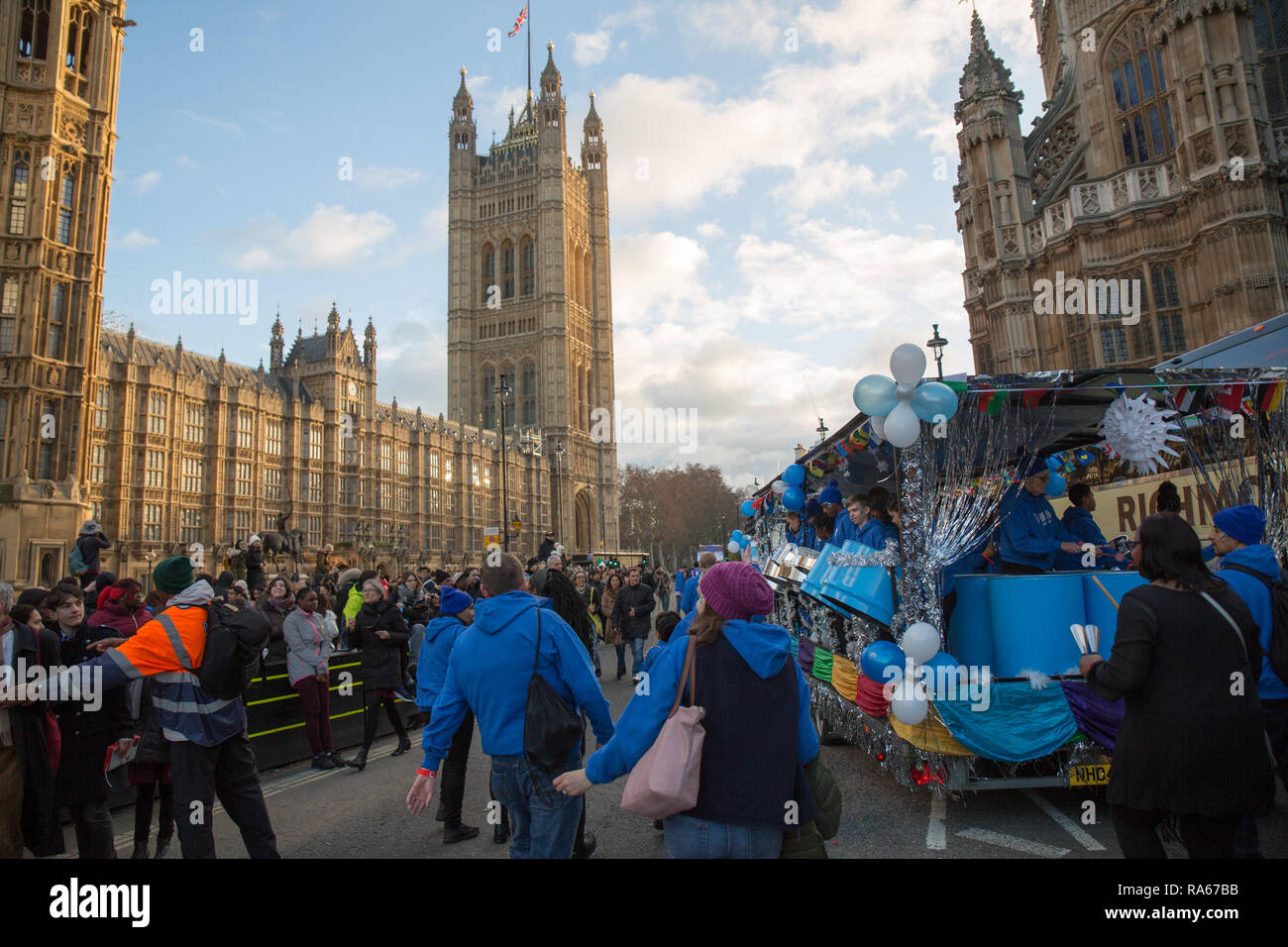 London, UK. 1st January, 2019. Performers from around the world and the ...