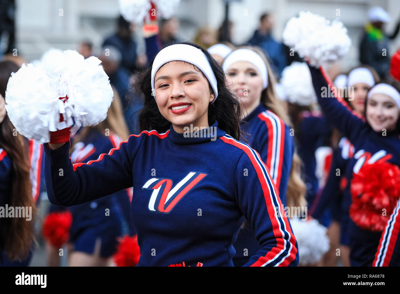 London, 1st Jan 2019. The girls from Varsity Spirit All-American ...