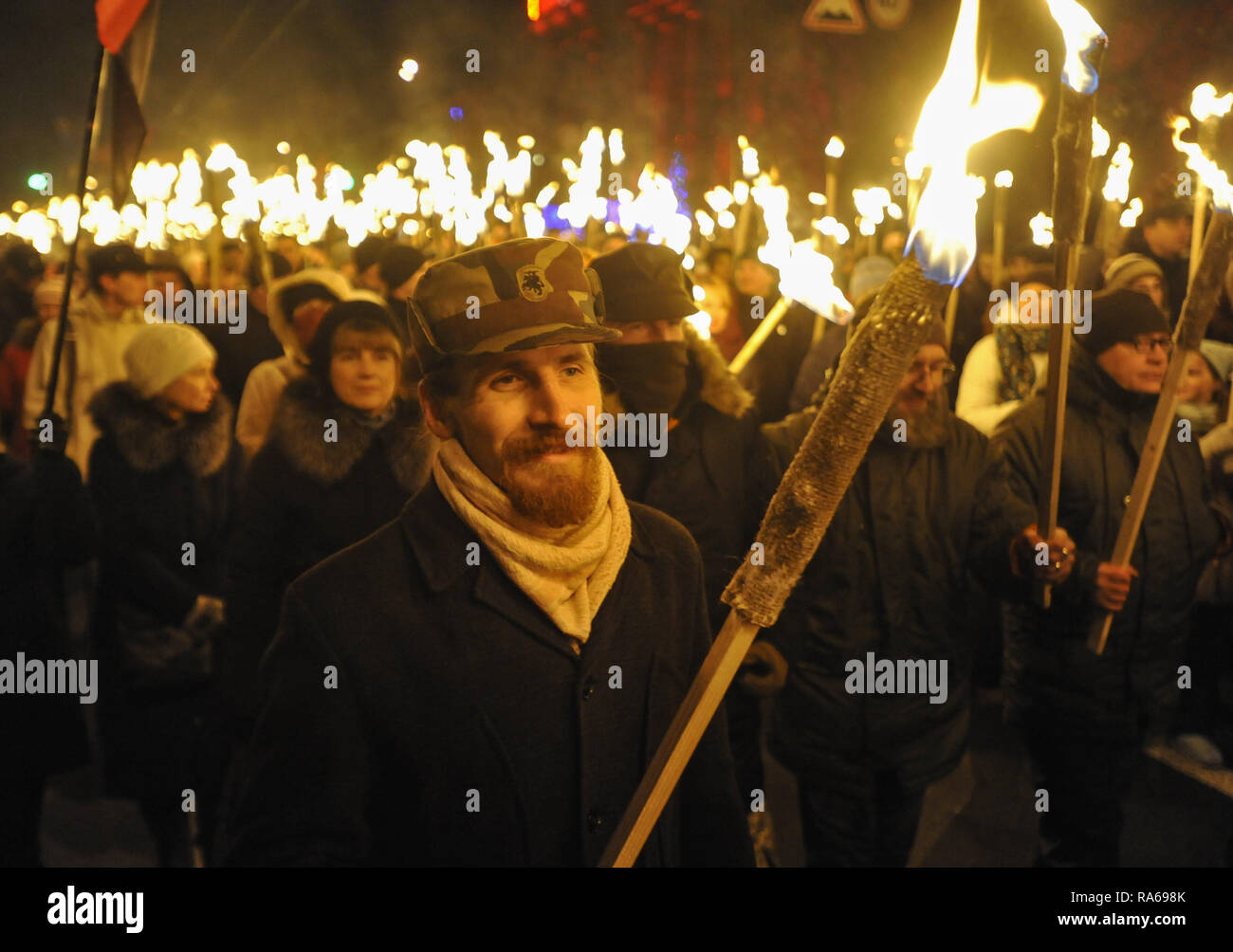 Kiev, Ukraine. 1st Jan, 2019. Activists of Ukrainian nationalist ...