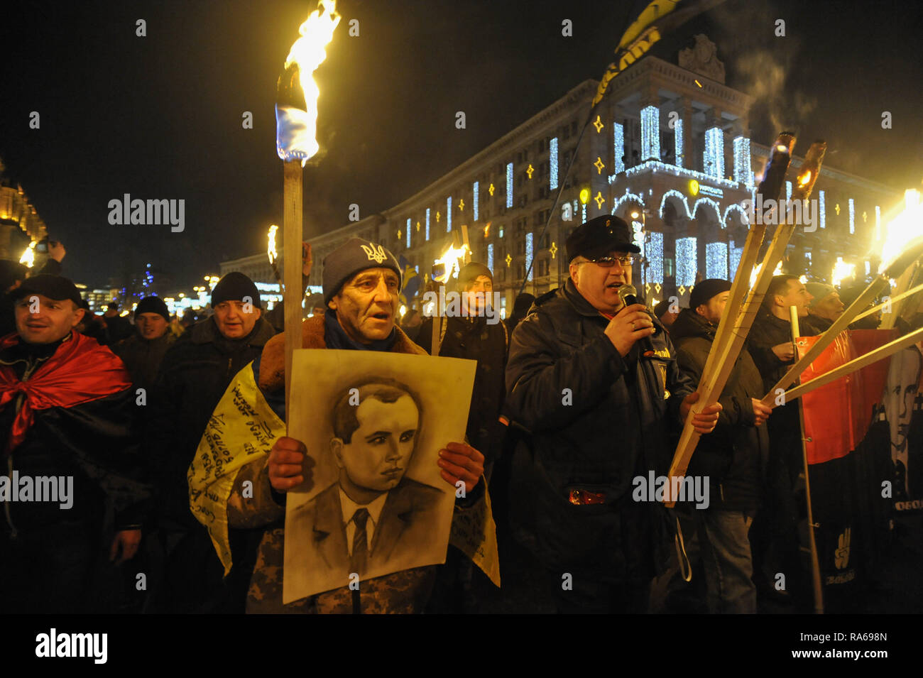 Kiev, Ukraine. 1st Jan, 2019. An Activist of the Ukrainian nationalist ...