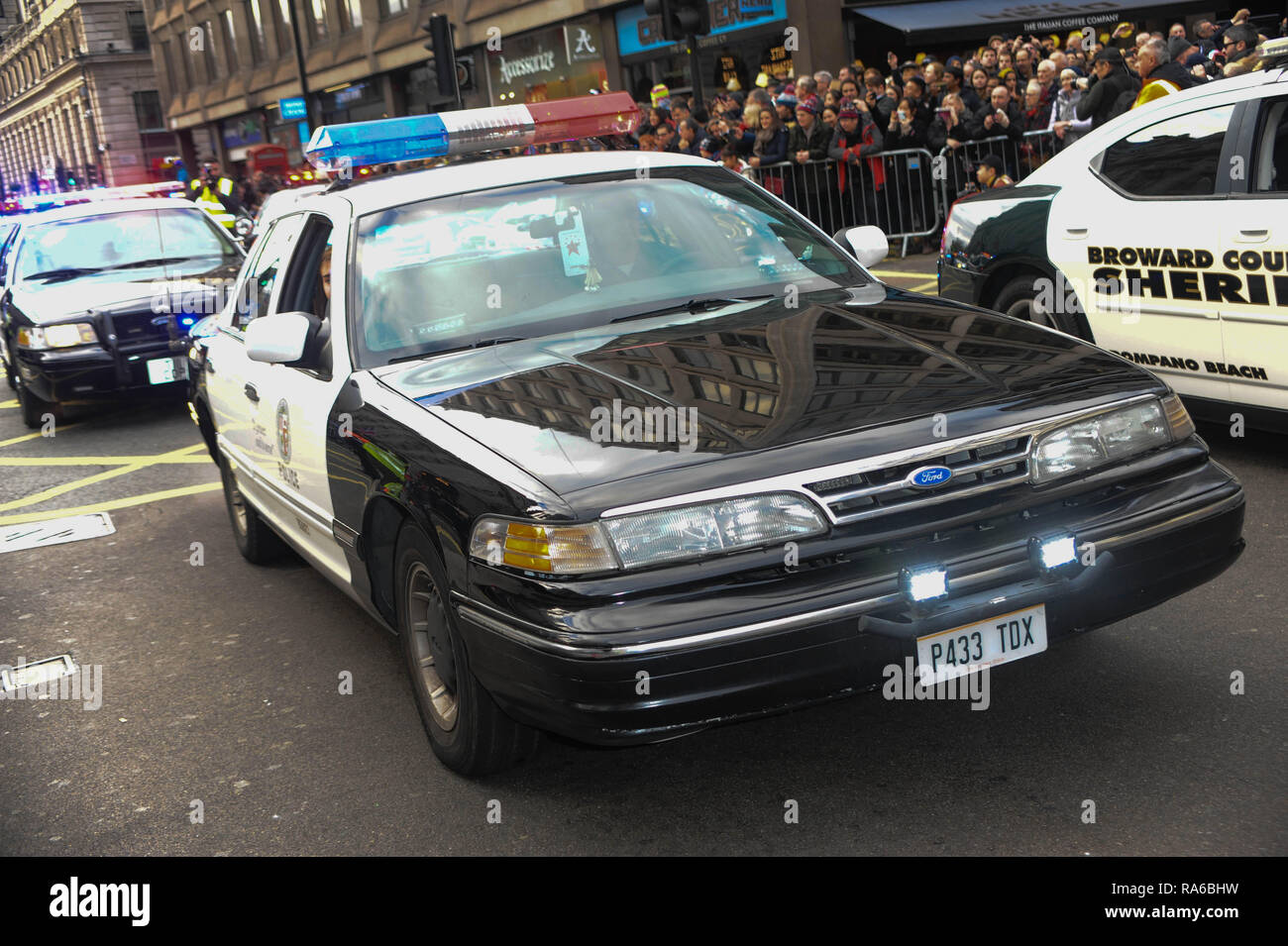 A Police car takes part in a parade during London's New Year's Day ...