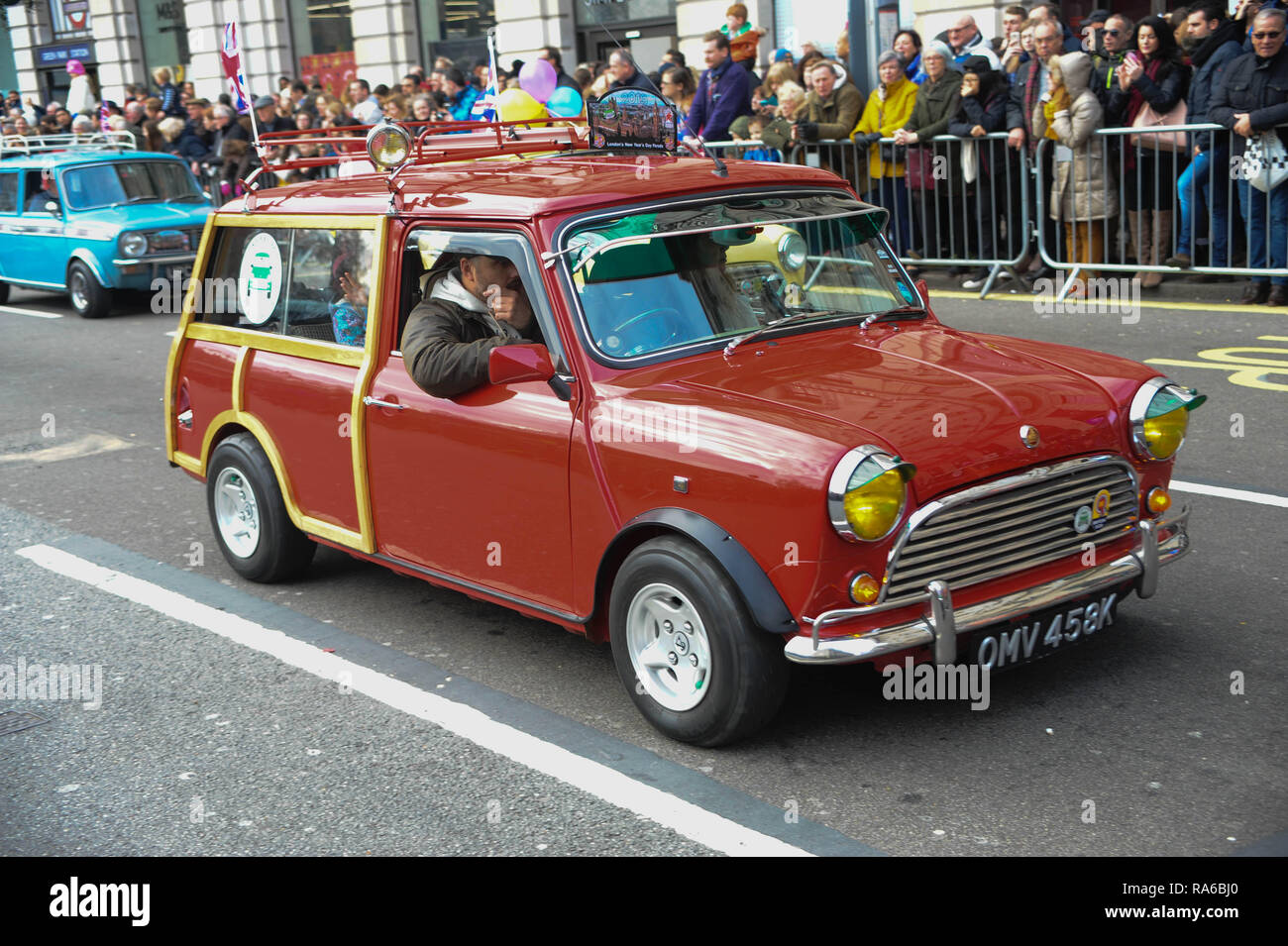 A Mini Austin vintage car takes part in a parade during London's New ...
