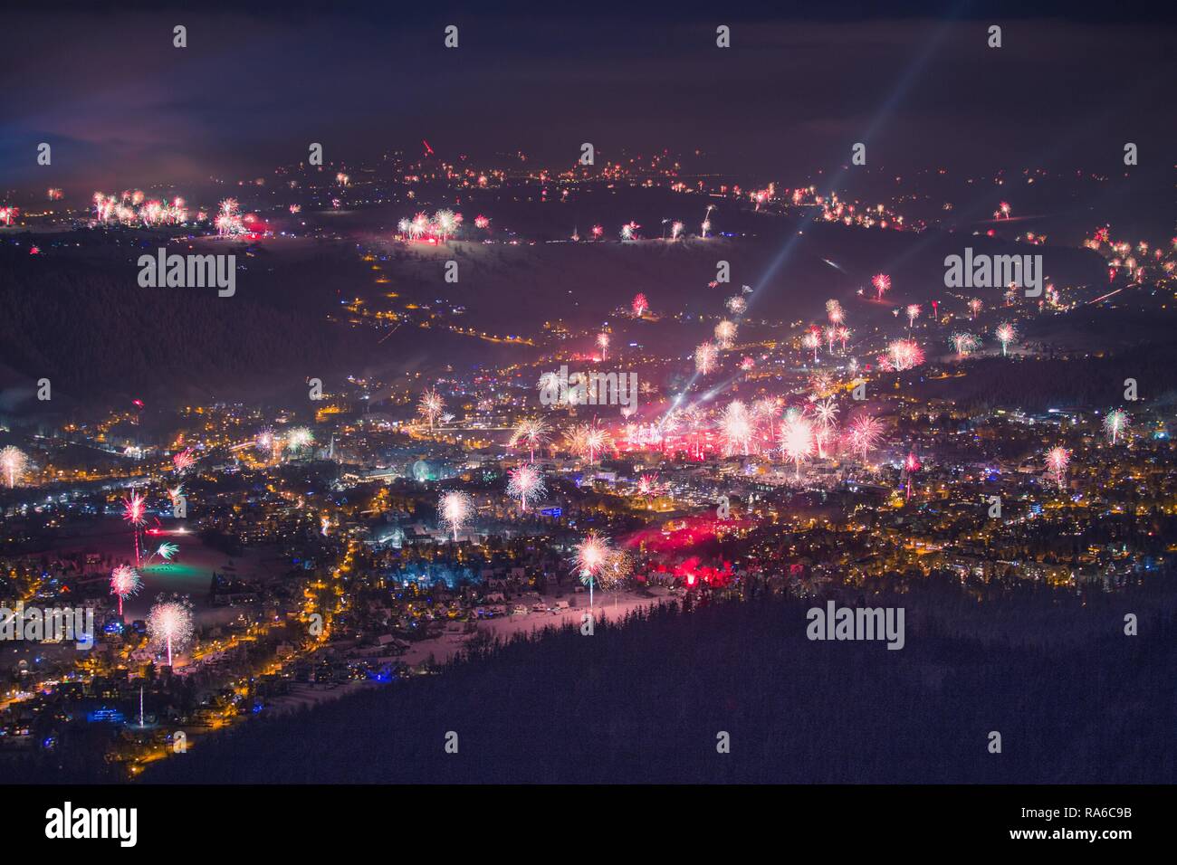 New Year's Eve on December 31, 2018 in Zakopane, the Tatra Mountains ...