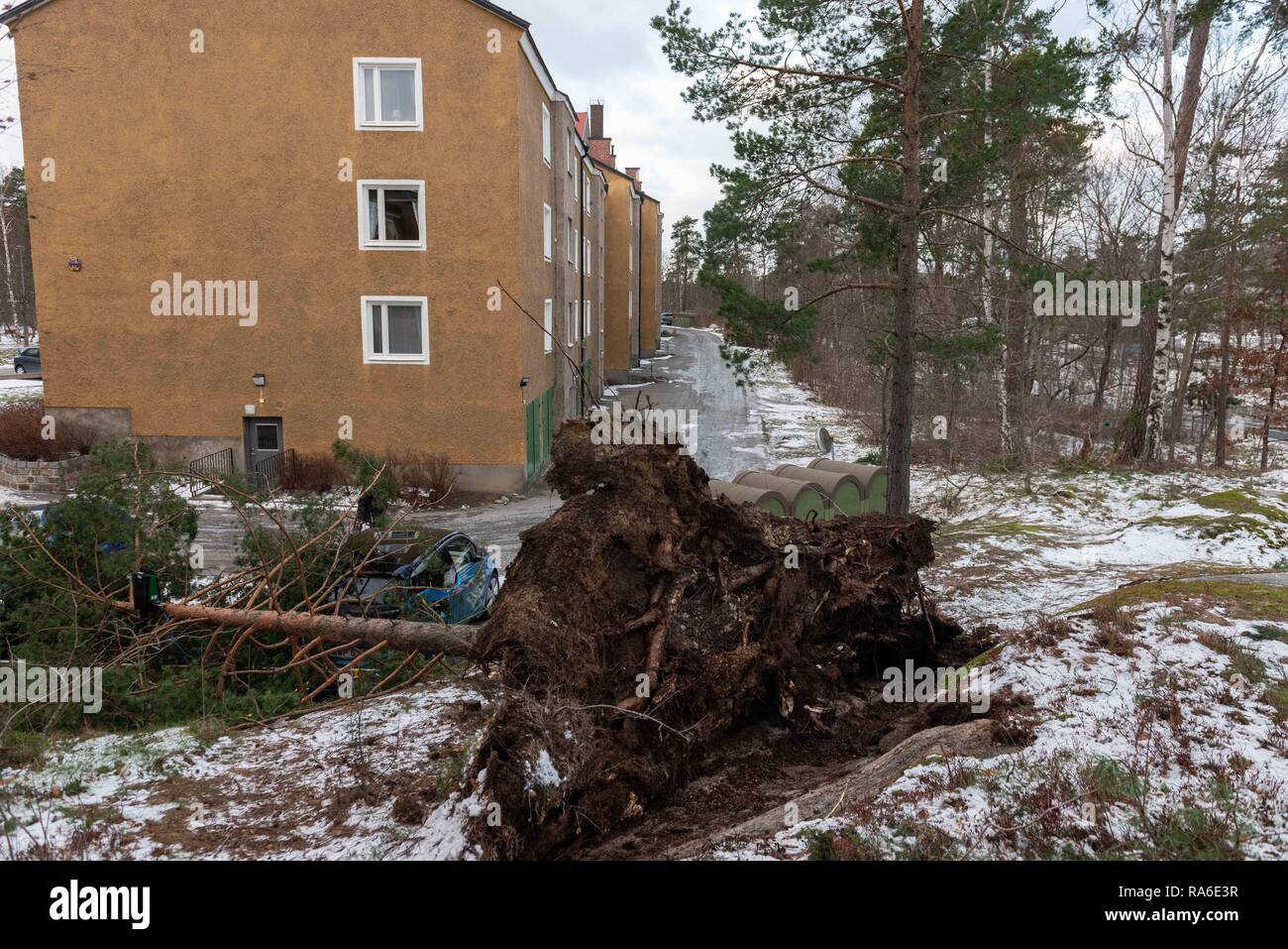 Stockholm, Sweden. 9th Dec, 2018. The storm Alfrida, which measured as ...