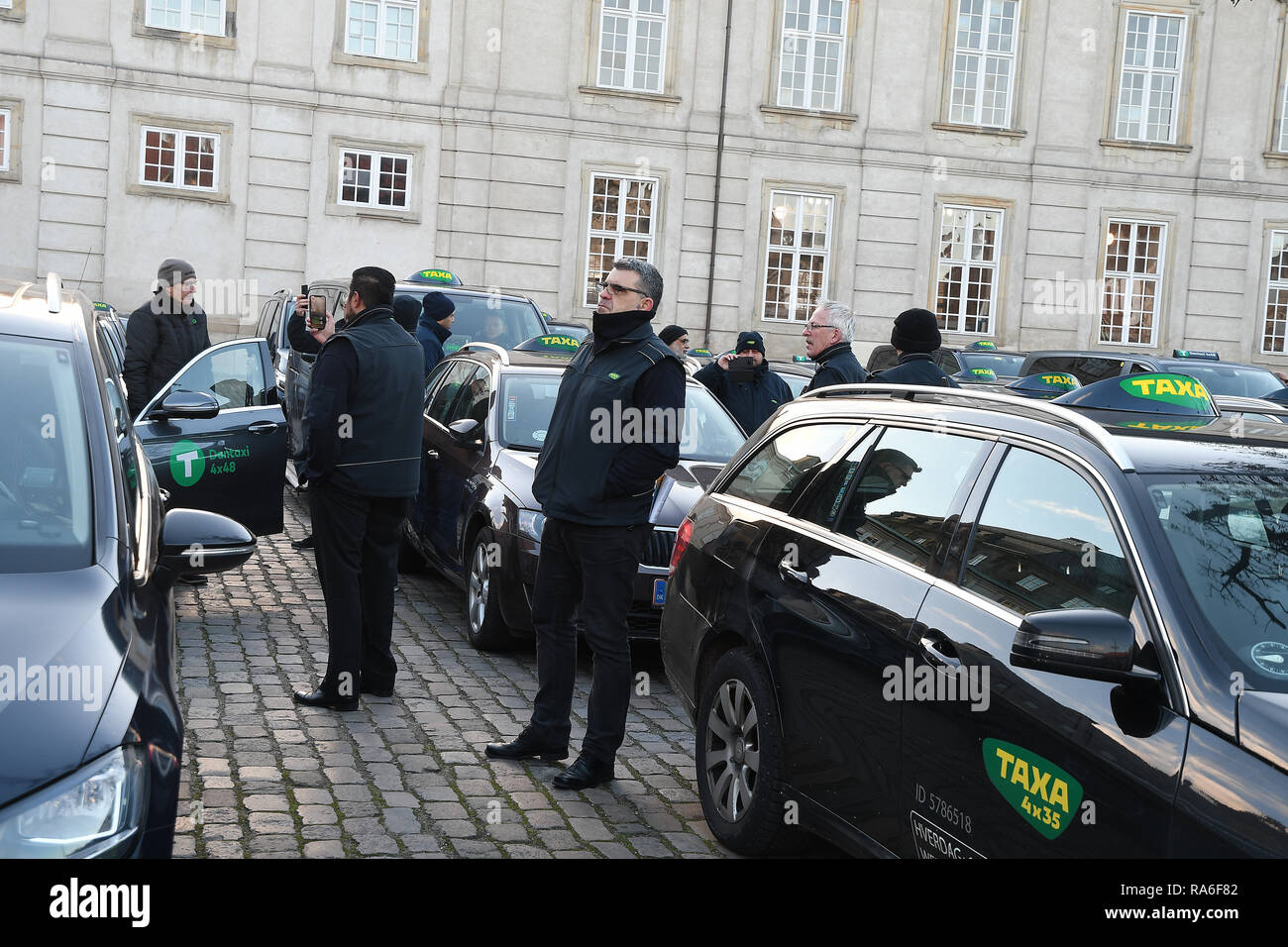 Copenhagen, Denmark. 2nd January, 2019. Taxi driver protest in ...
