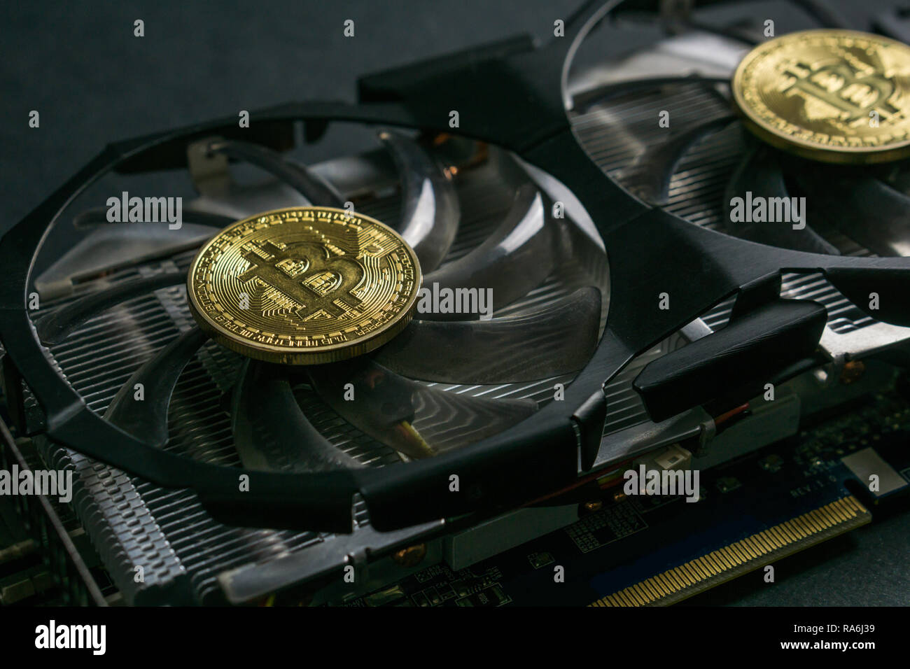 Bitcoin coin on GPU, Cryptocurrency Mining Using Graphic Cards Stock ...