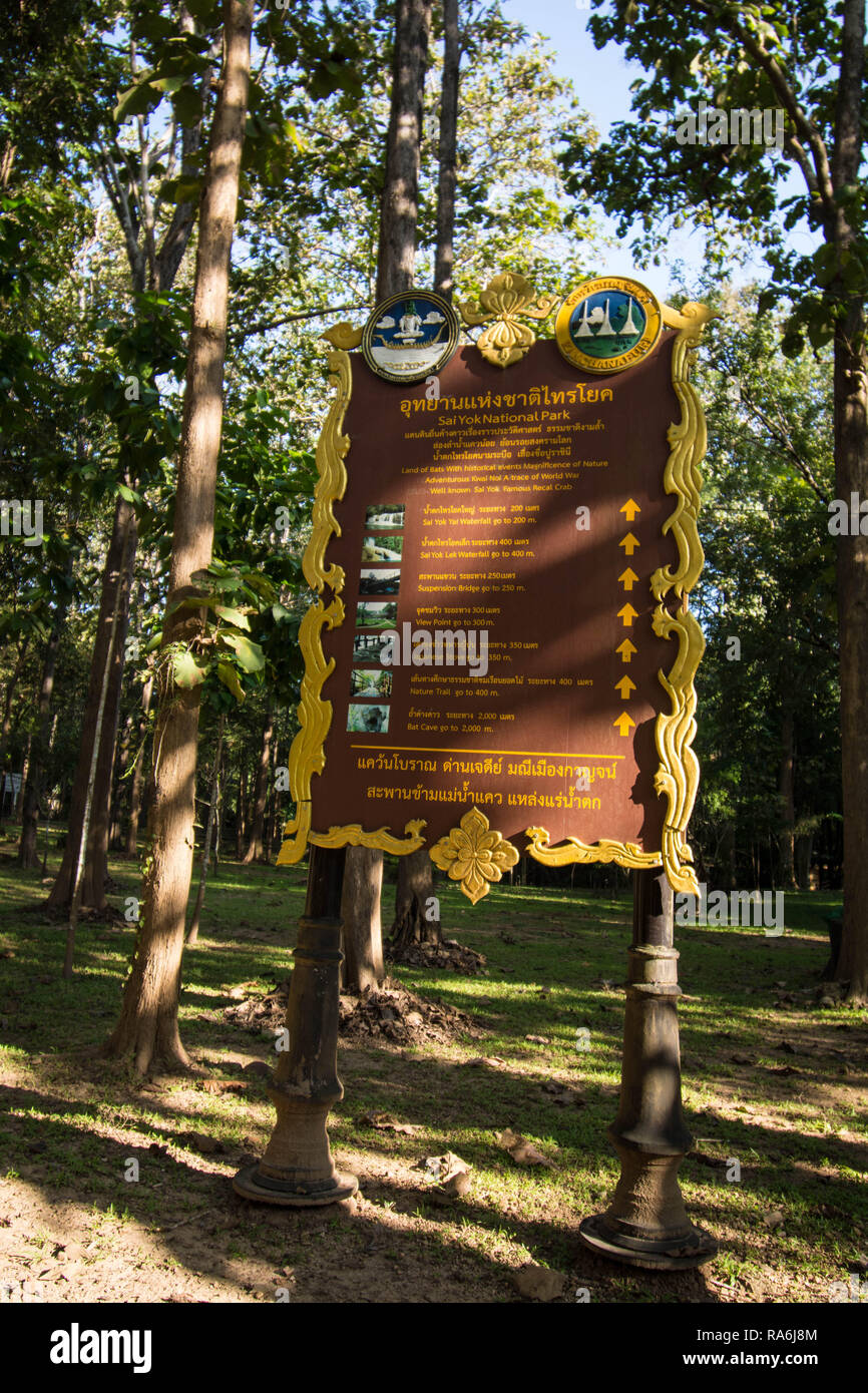 Hell fire pass Thailand sign place information bamboo poles pole jungle ...
