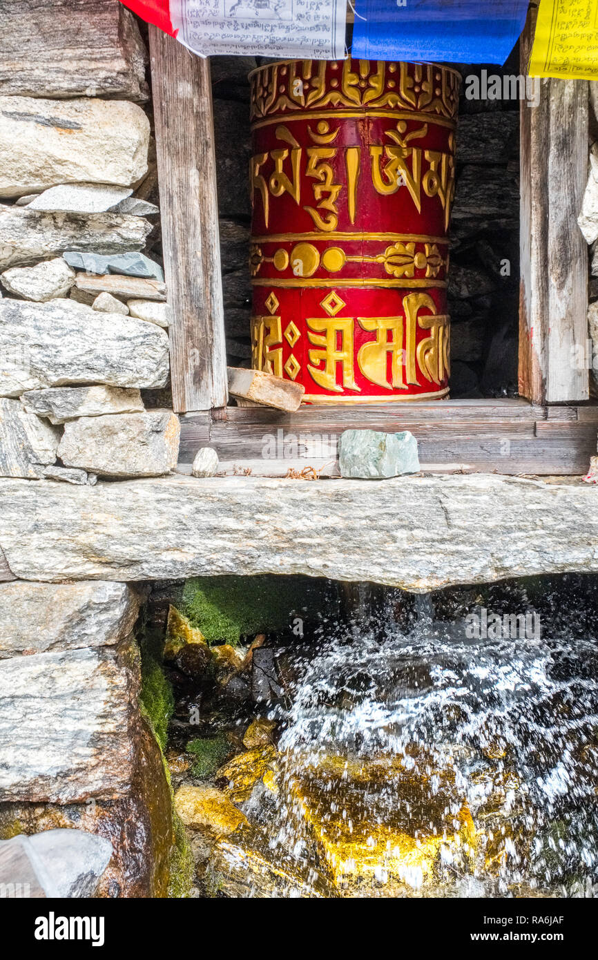 A water powered prayer wheel, Langtang Himalayas, Nepal Stock Photo - Alamy