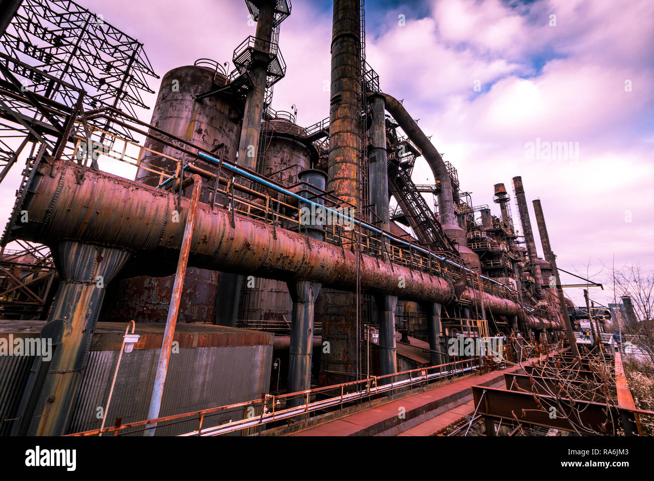 Bethlehem Steel factory grounds and buildings in ruins, which closed ...