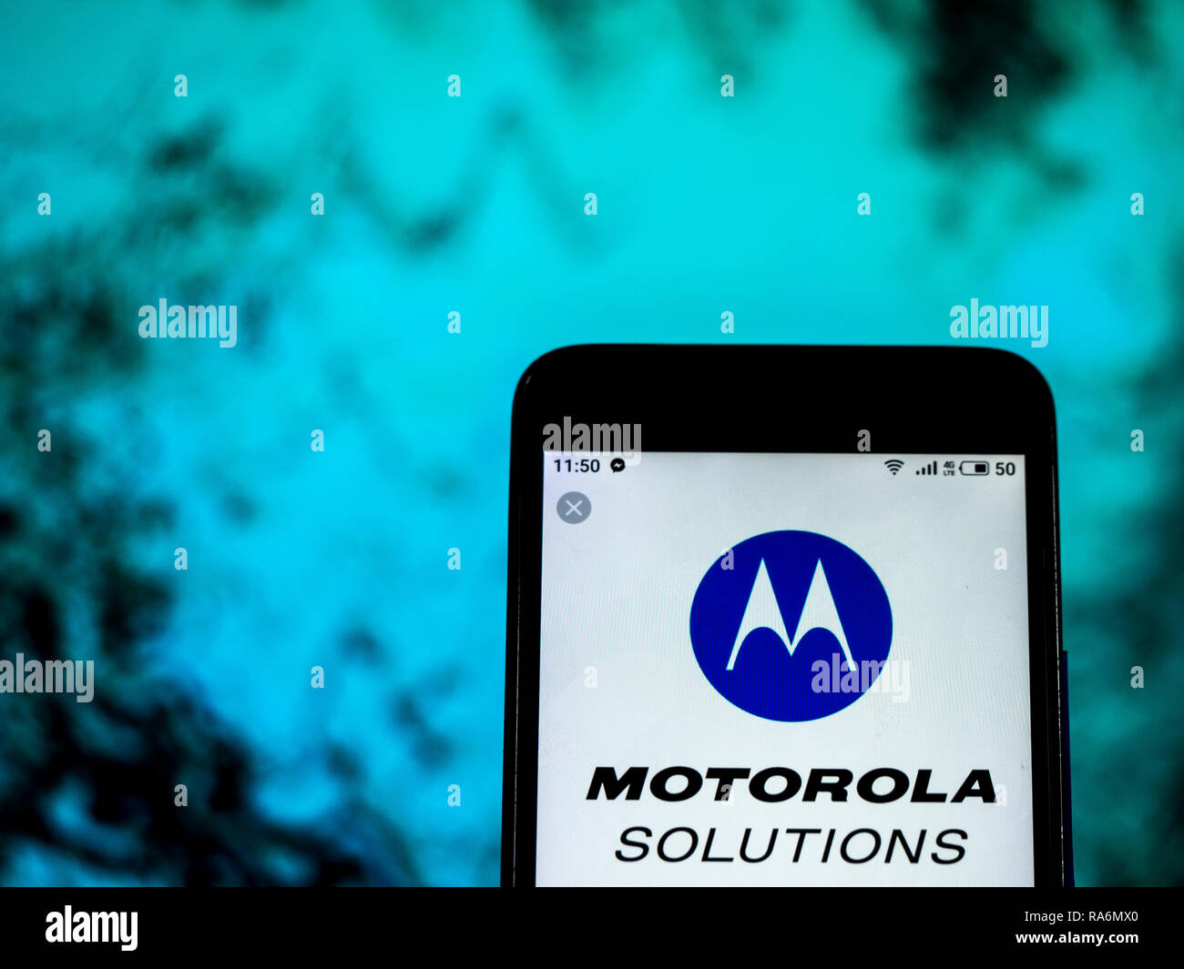 Motorola Solutions Data communication company logo seen displayed on ...