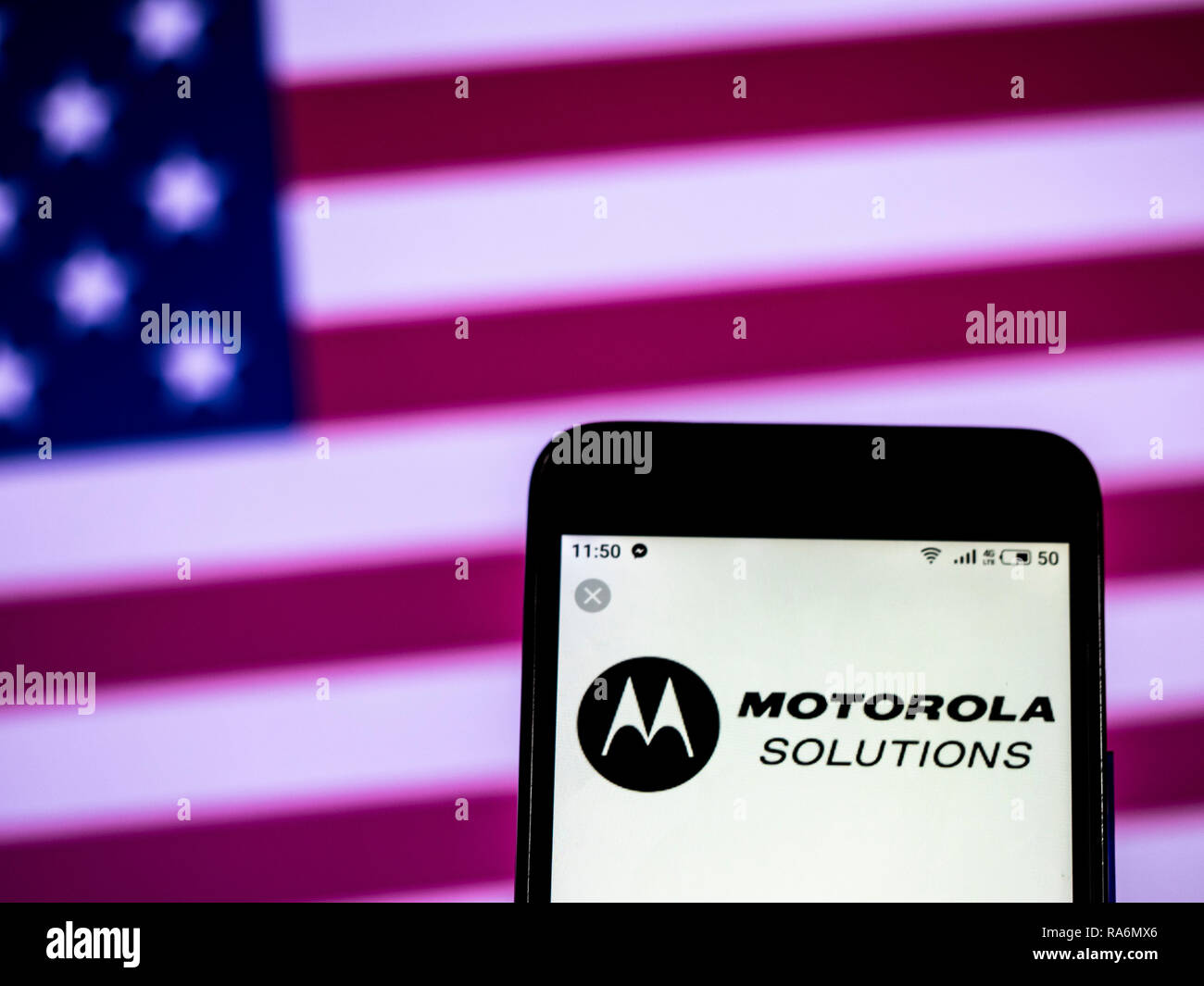 Motorola Solutions Data communication company logo seen displayed on ...