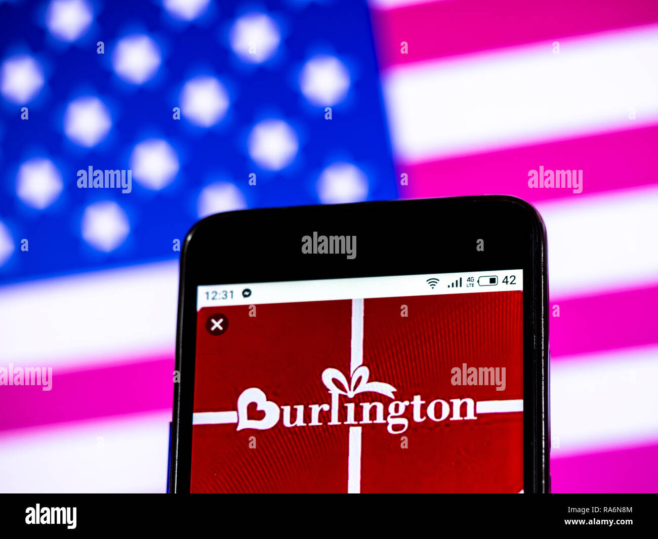 Burlington Department store company logo seen displayed on smart phone ...