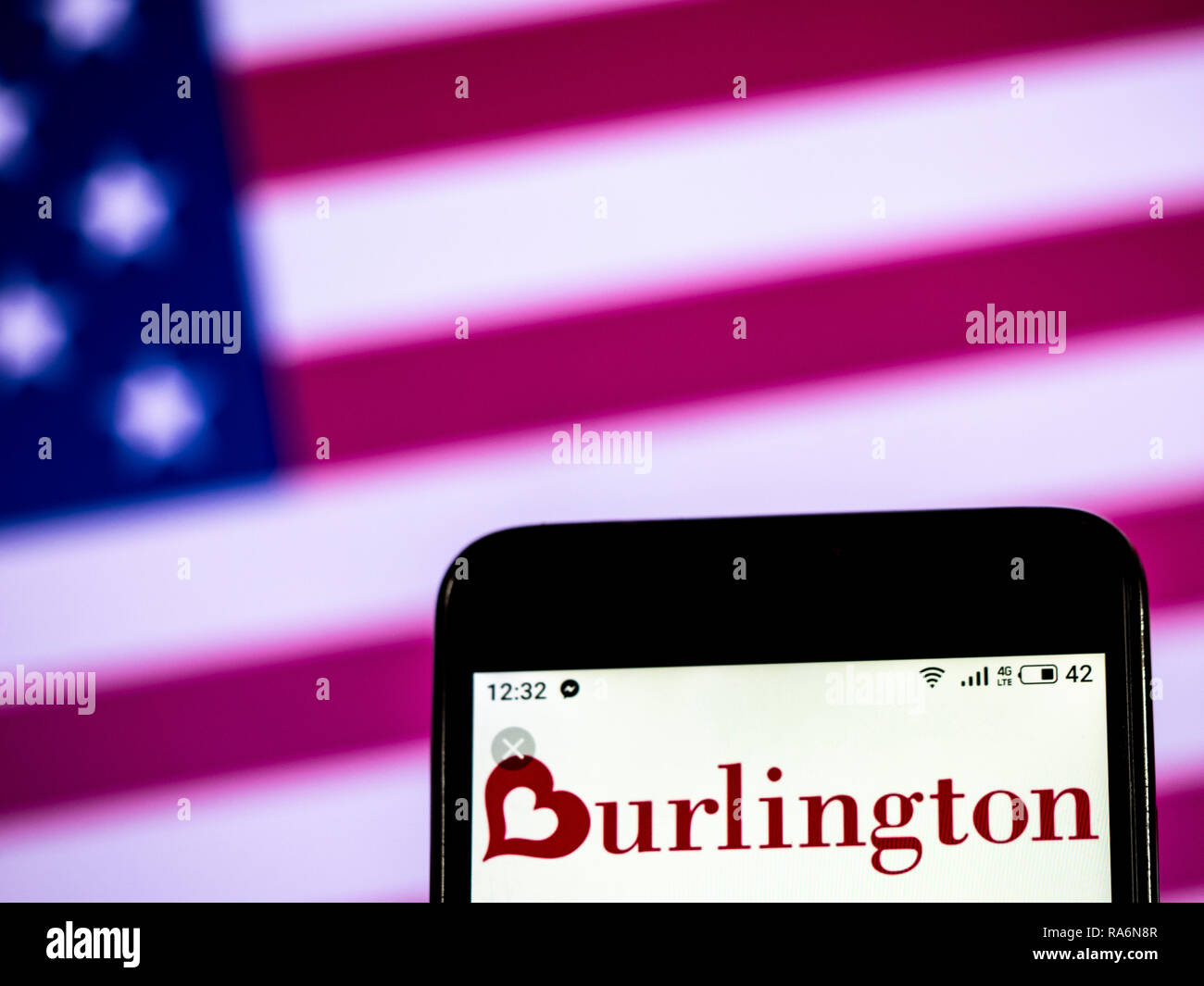 Burlington Department store company logo seen displayed on smart phone ...