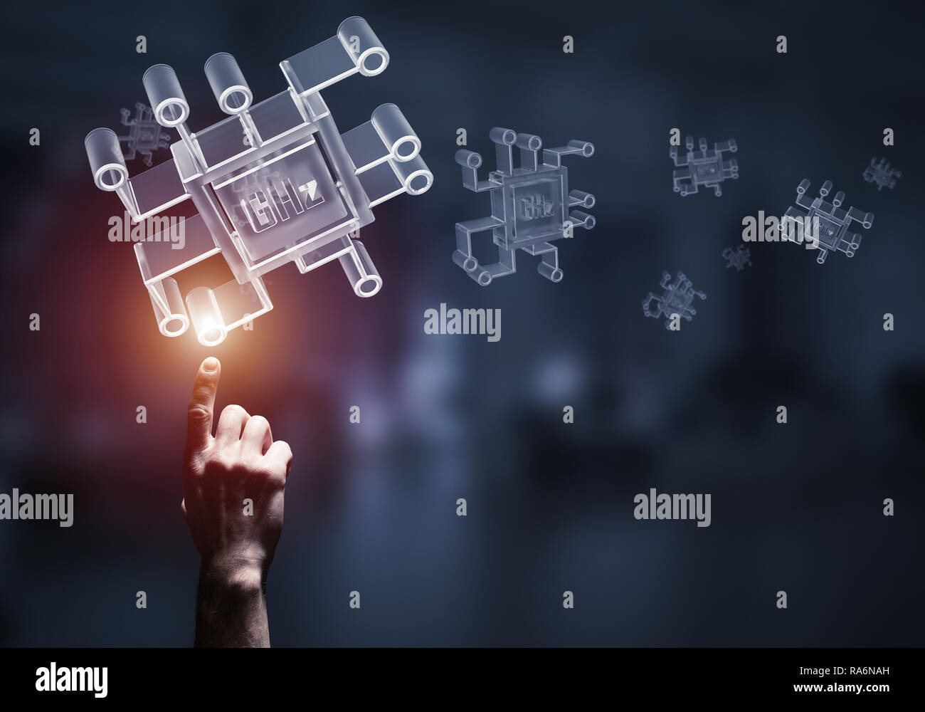 Computing and innovation concept with chip icon. Mixed media Stock ...