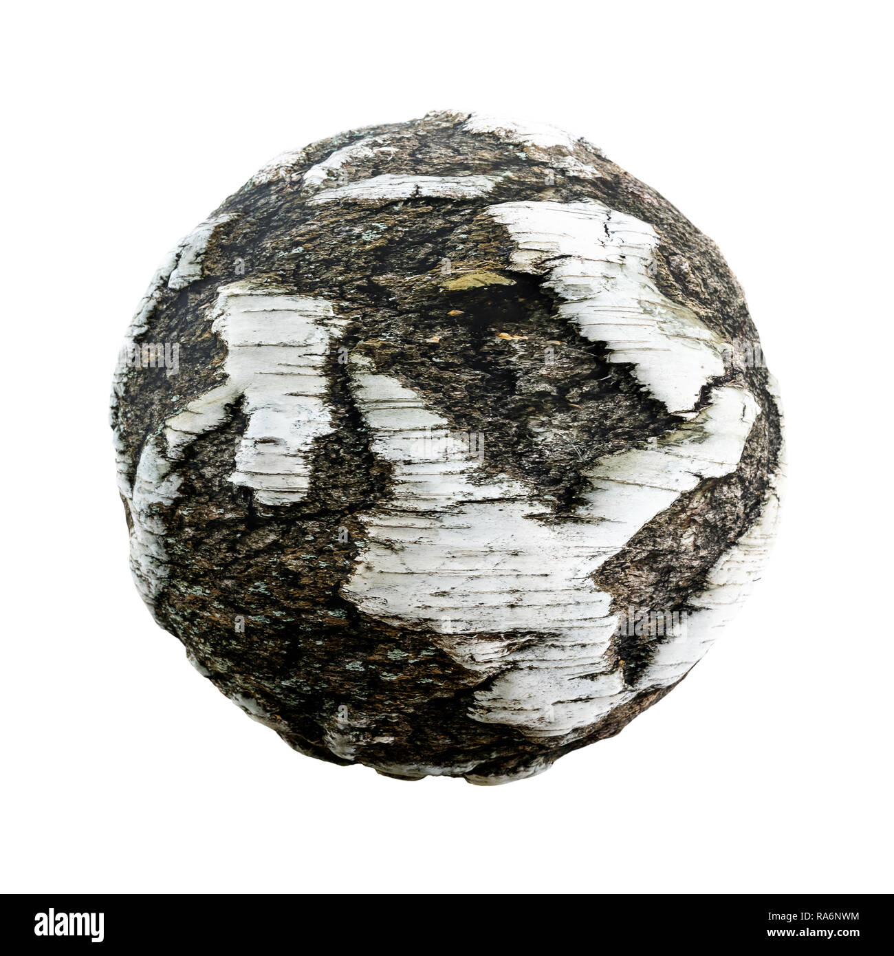 3D render of sphere with birch bark surface on white Stock Photo - Alamy