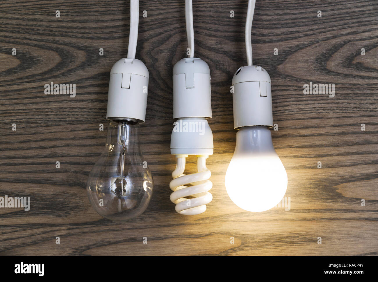 Led Bulb Saves Money The Photo Shows Three Lights Led Fluorescent