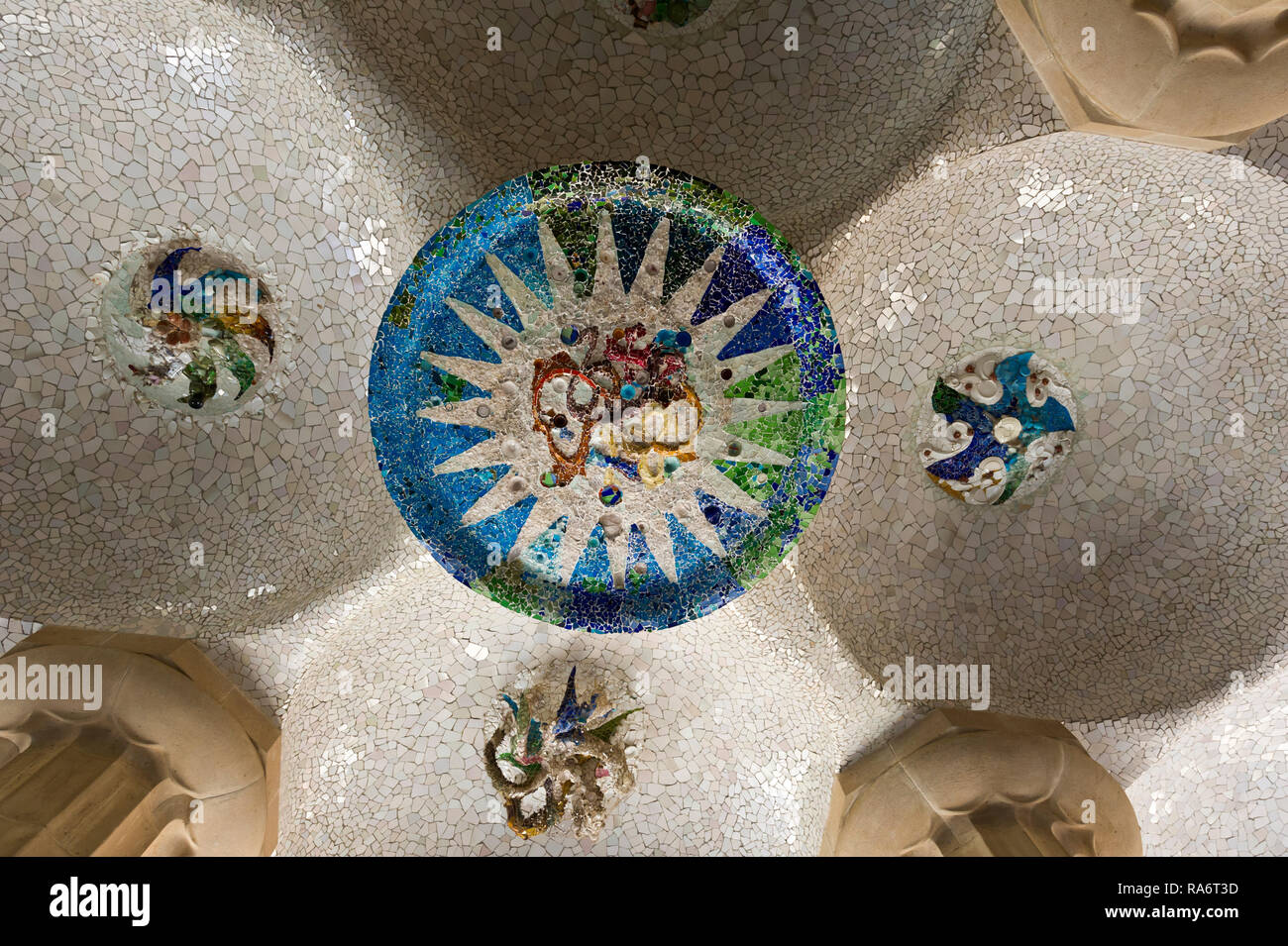 The ceiling of the Hall of Hundred Columns decorated with colourful ...
