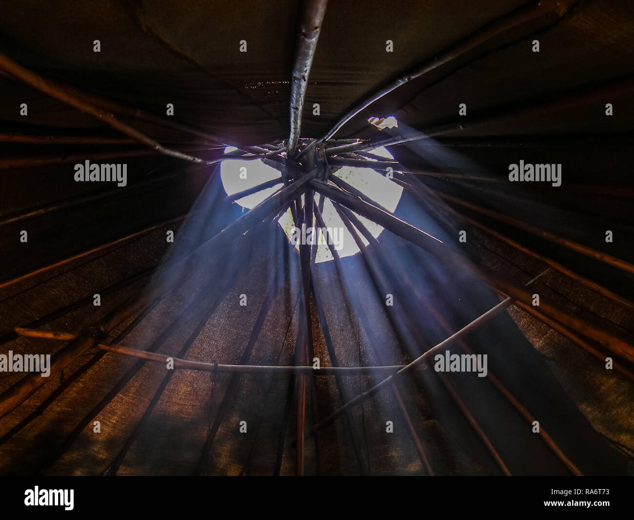 Light makes its way through the hole in the yurt. Igloo, the ...