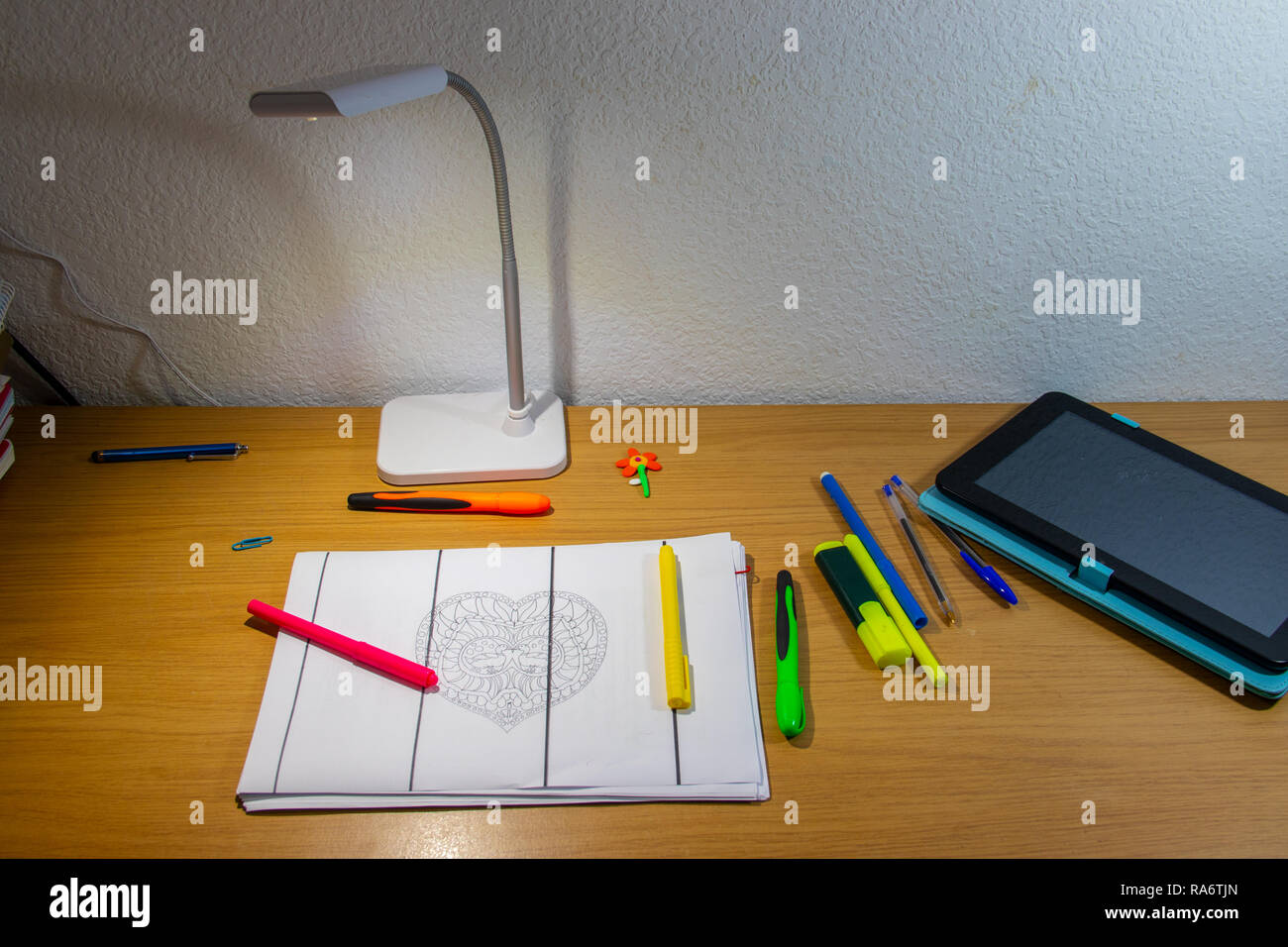 children's drawing craft table Stock Photo - Alamy
