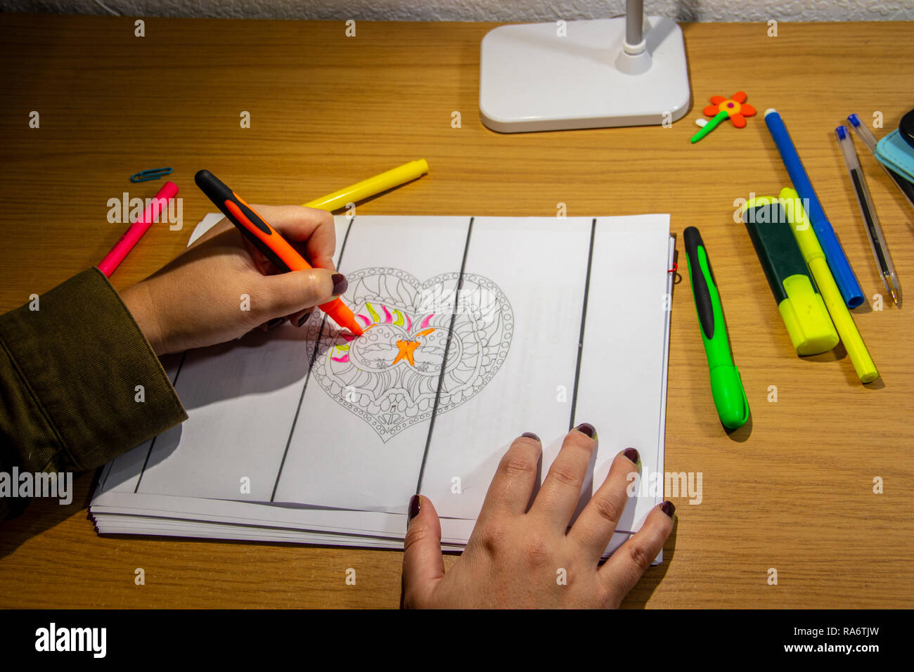 children's drawing craft table Stock Photo - Alamy