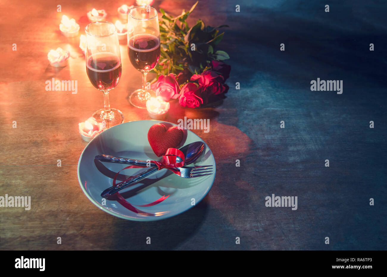 Valentines dinner romantic love concept / Romantic table setting ...