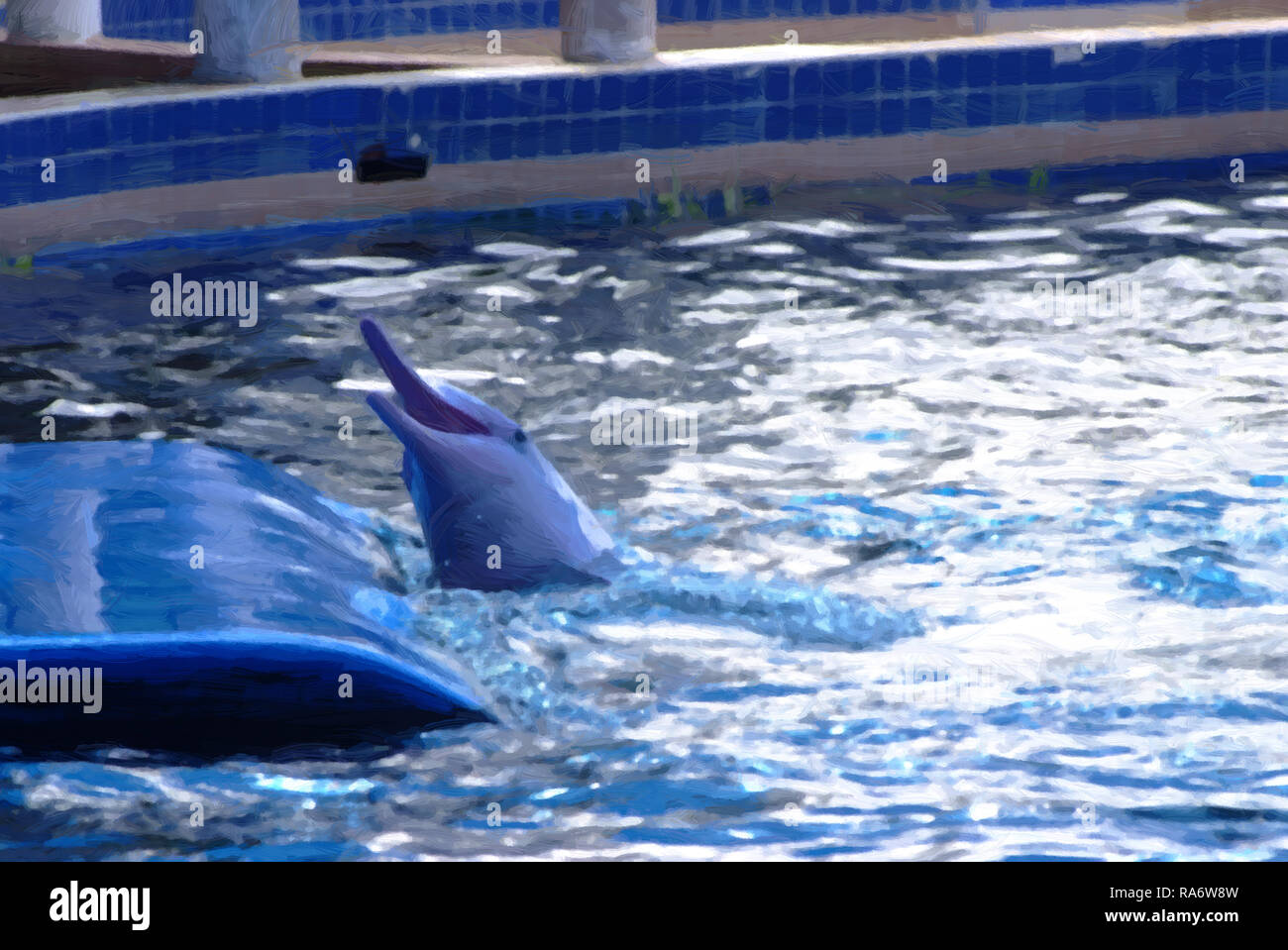 Bottlenose dolphins, oil paint style Stock Photo - Alamy