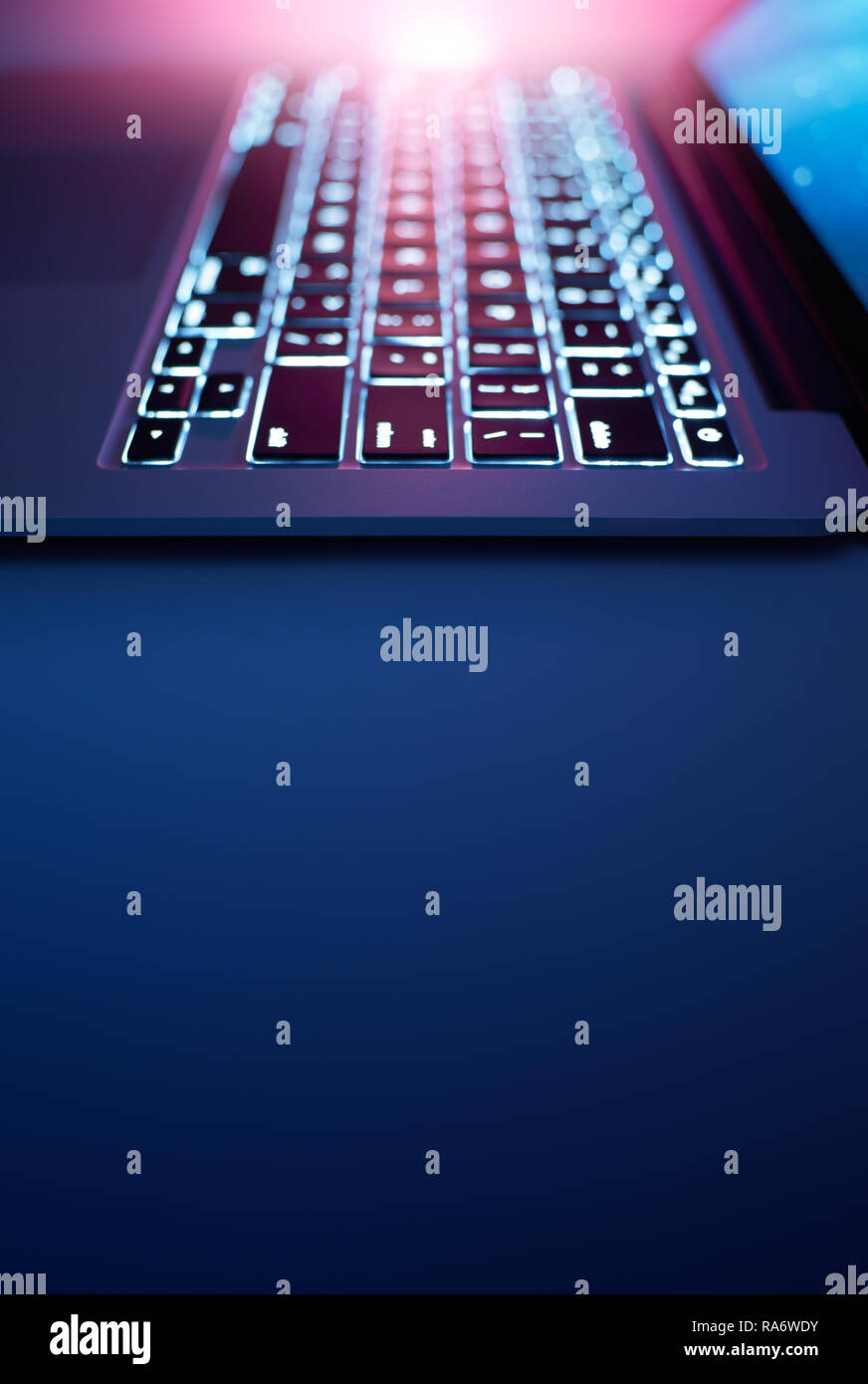 Laptop keyboard with copy space, shallow depth of field Stock Photo - Alamy