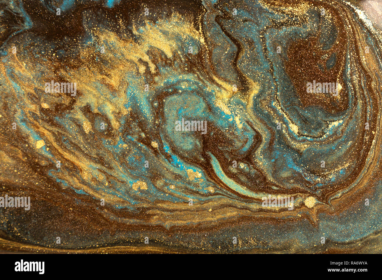 Gold marbling texture design. Blue and golden marble pattern. Fluid art ...