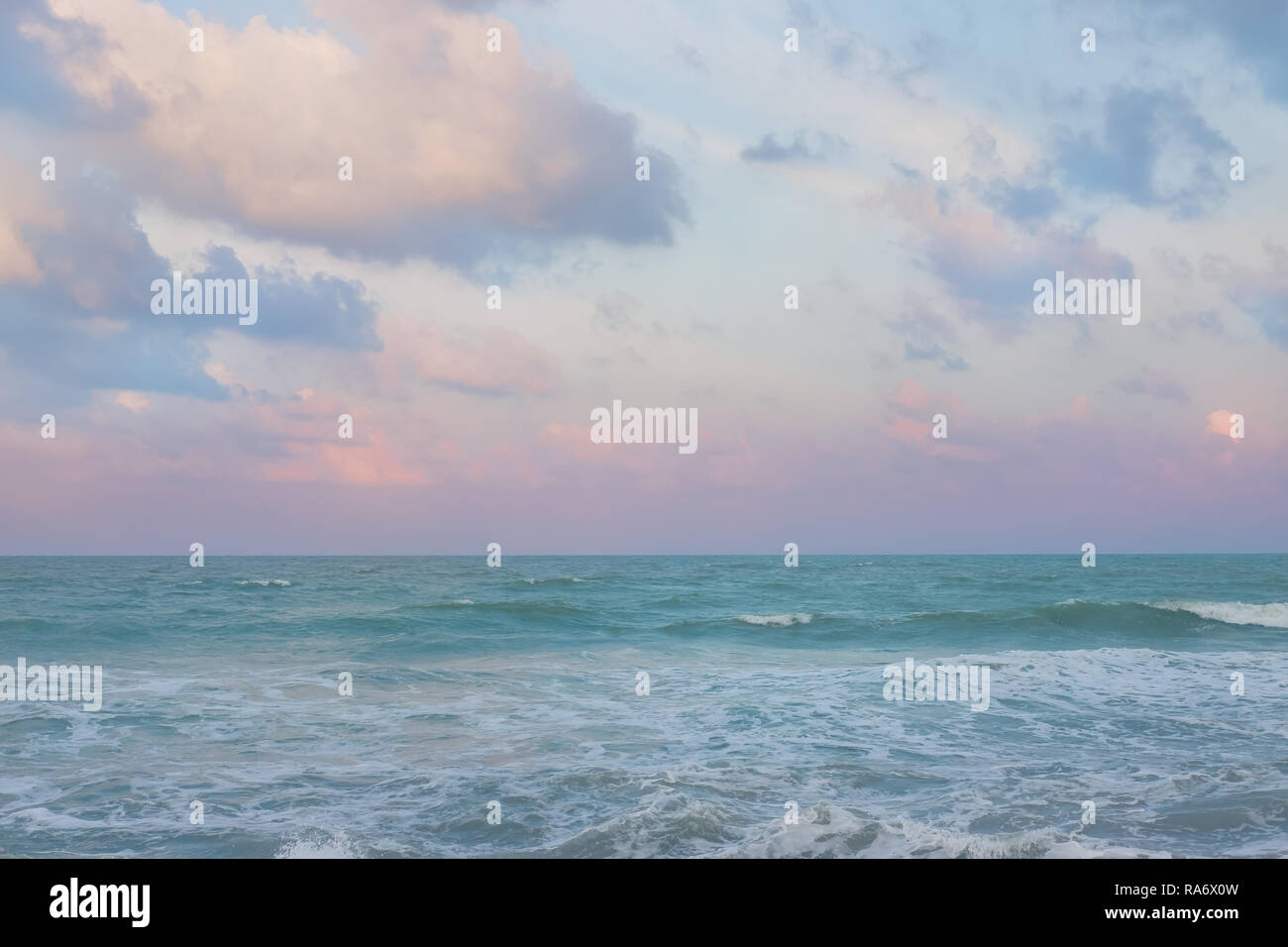 Beautiful pastel sunset sky with cloudscape over the Songkhla ocean ...
