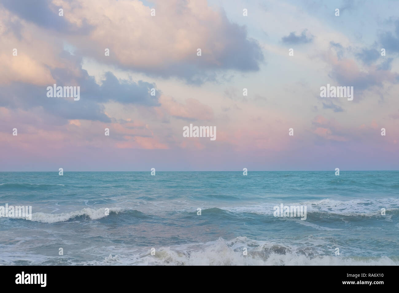 Beautiful pastel sunset sky with cloudscape over the Songkhla ocean ...