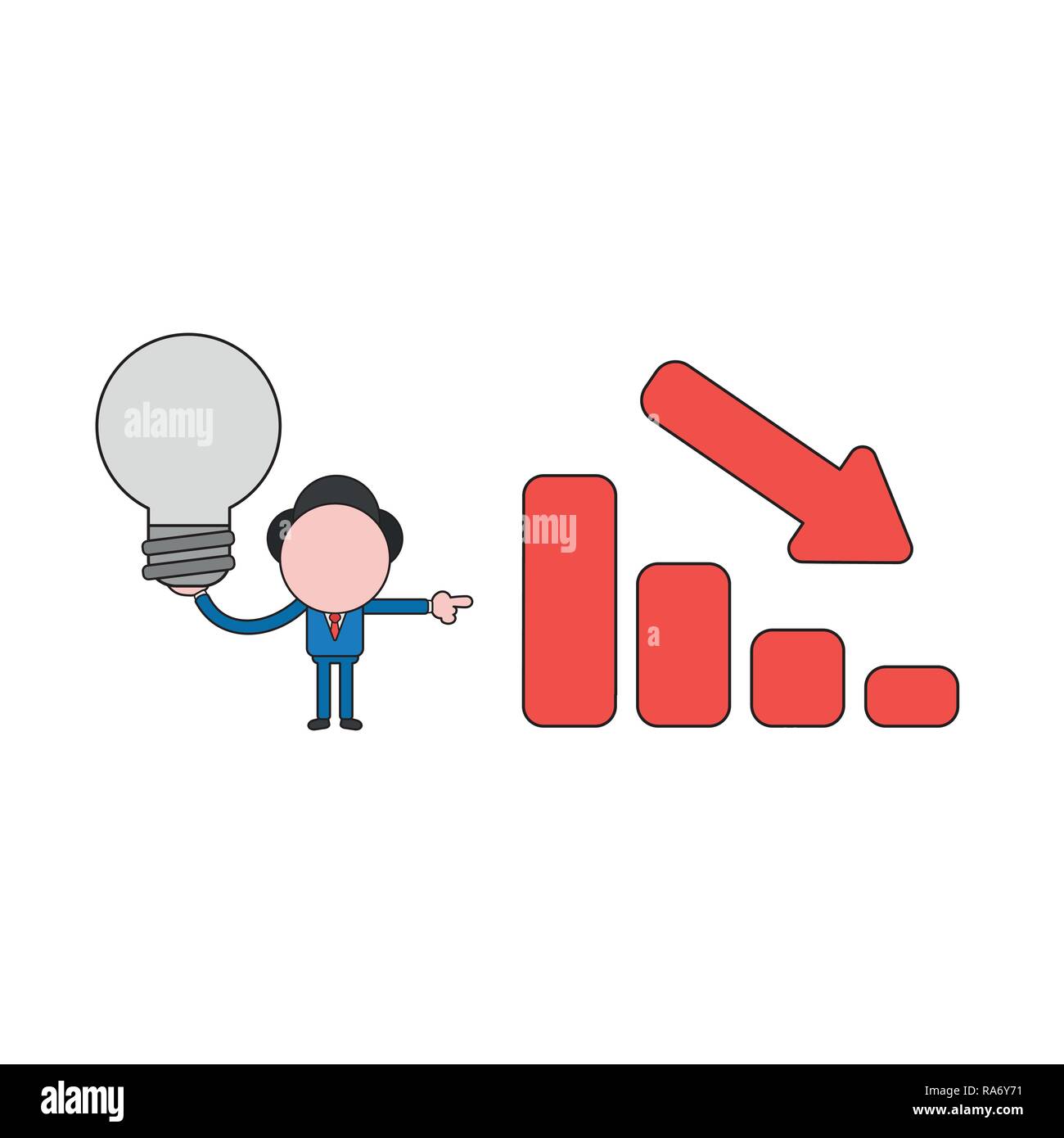 Vector illustration concept of businessman character holding light bulb ...