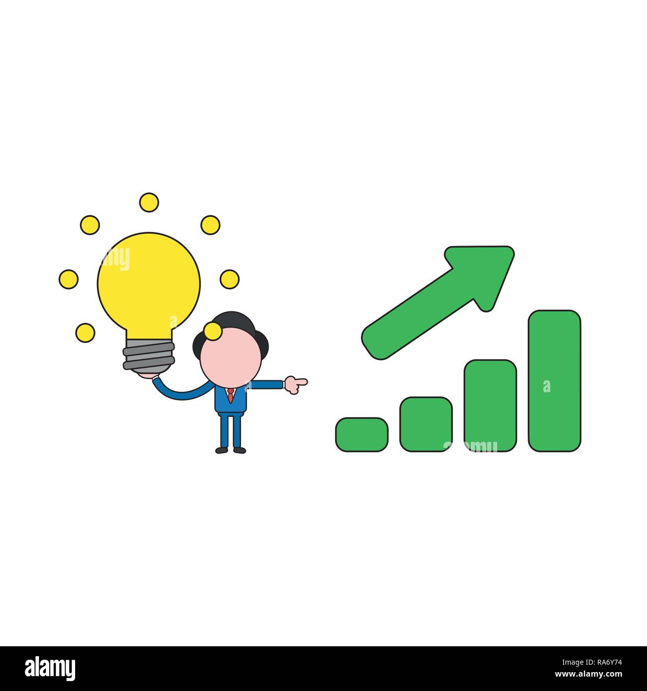 Vector illustration concept of businessman character holding glowing ...