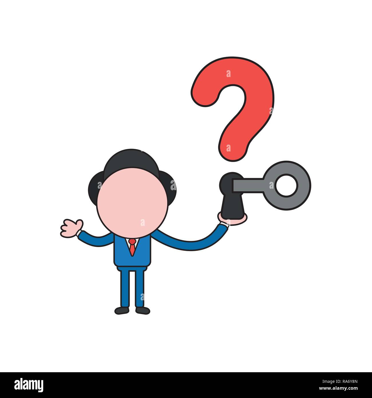 Vector illustration concept of businessman character holding question ...