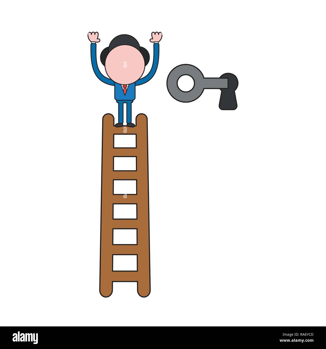 Vector illustration concept of businessman character on top of ladder ...