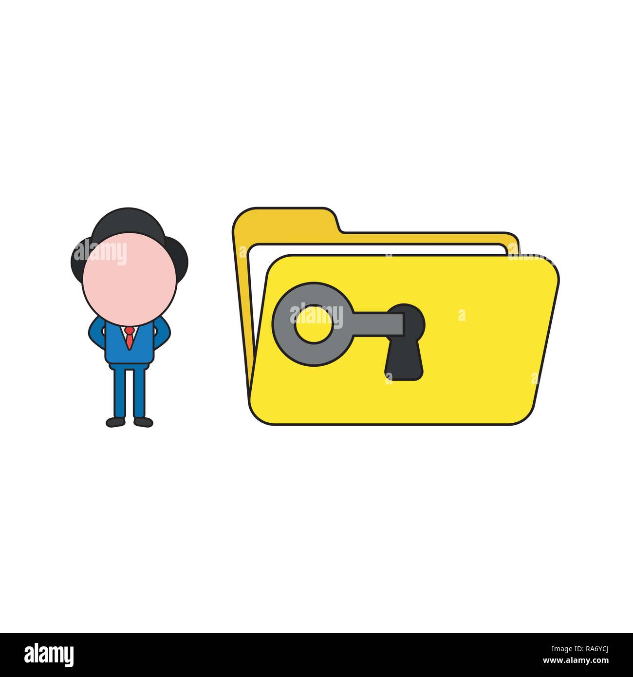 Vector illustration concept of businessman character unlock file folder ...