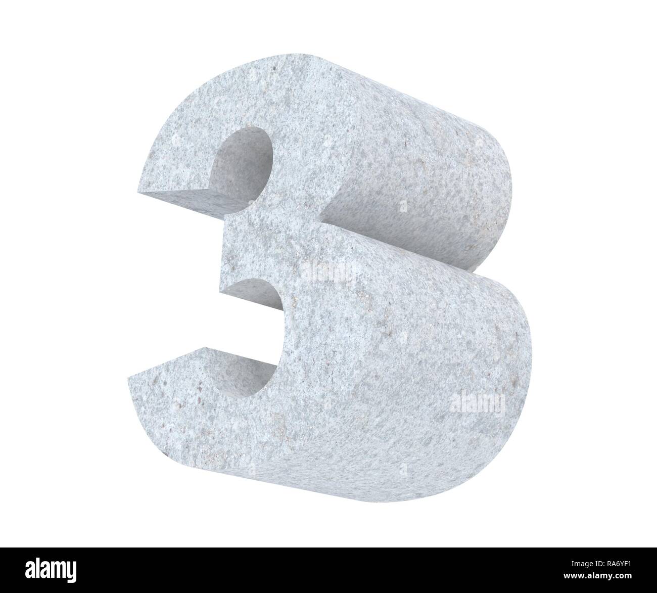 3D rendering concrete number 3 three. 3D render Illustration Stock ...
