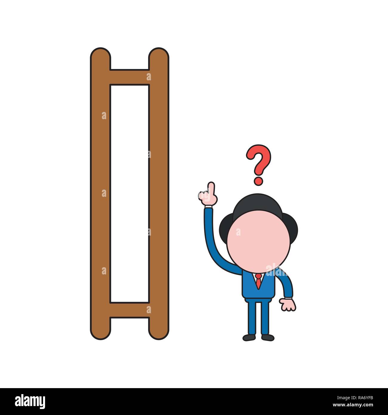 Vector illustration concept of confused businessman character pointing ...