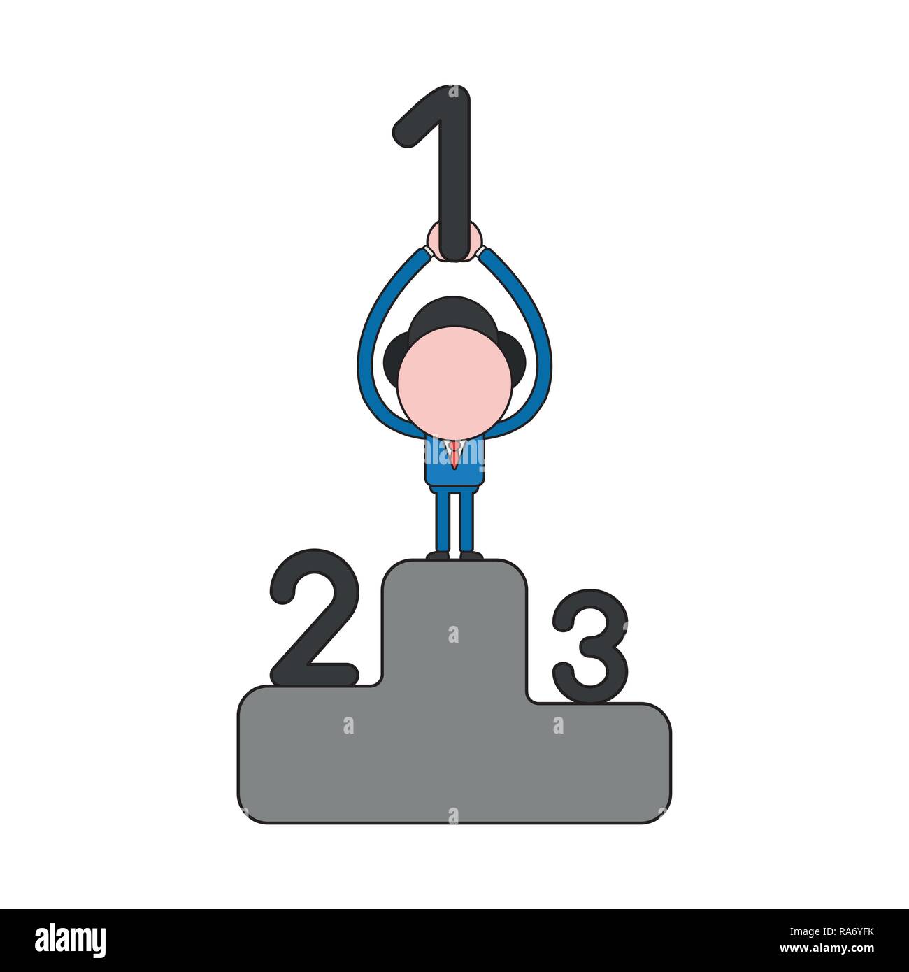 Vector illustration concept of businessman character on first place on ...