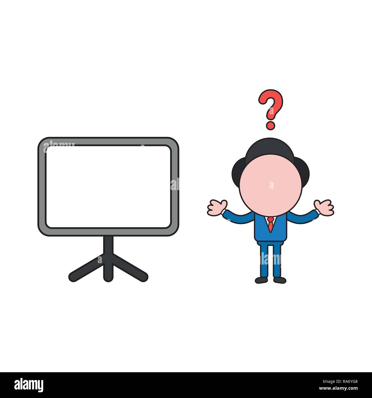 Vector illustration concept of confused businessman character with ...