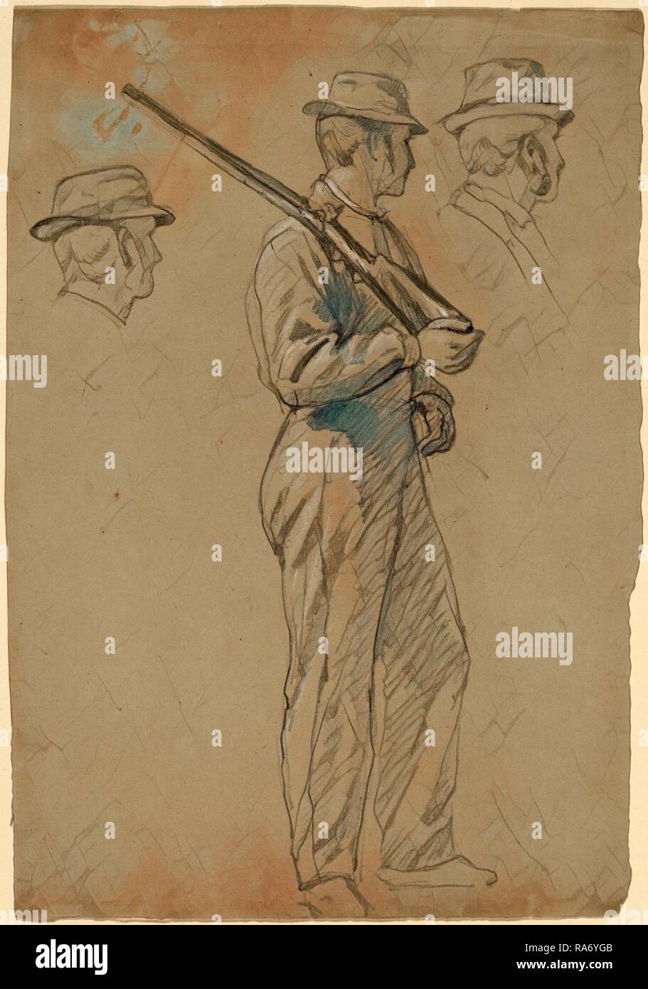 Daniel Huntington, Recruit, Two Studies of Heads, American, 1816 - 1906 ...