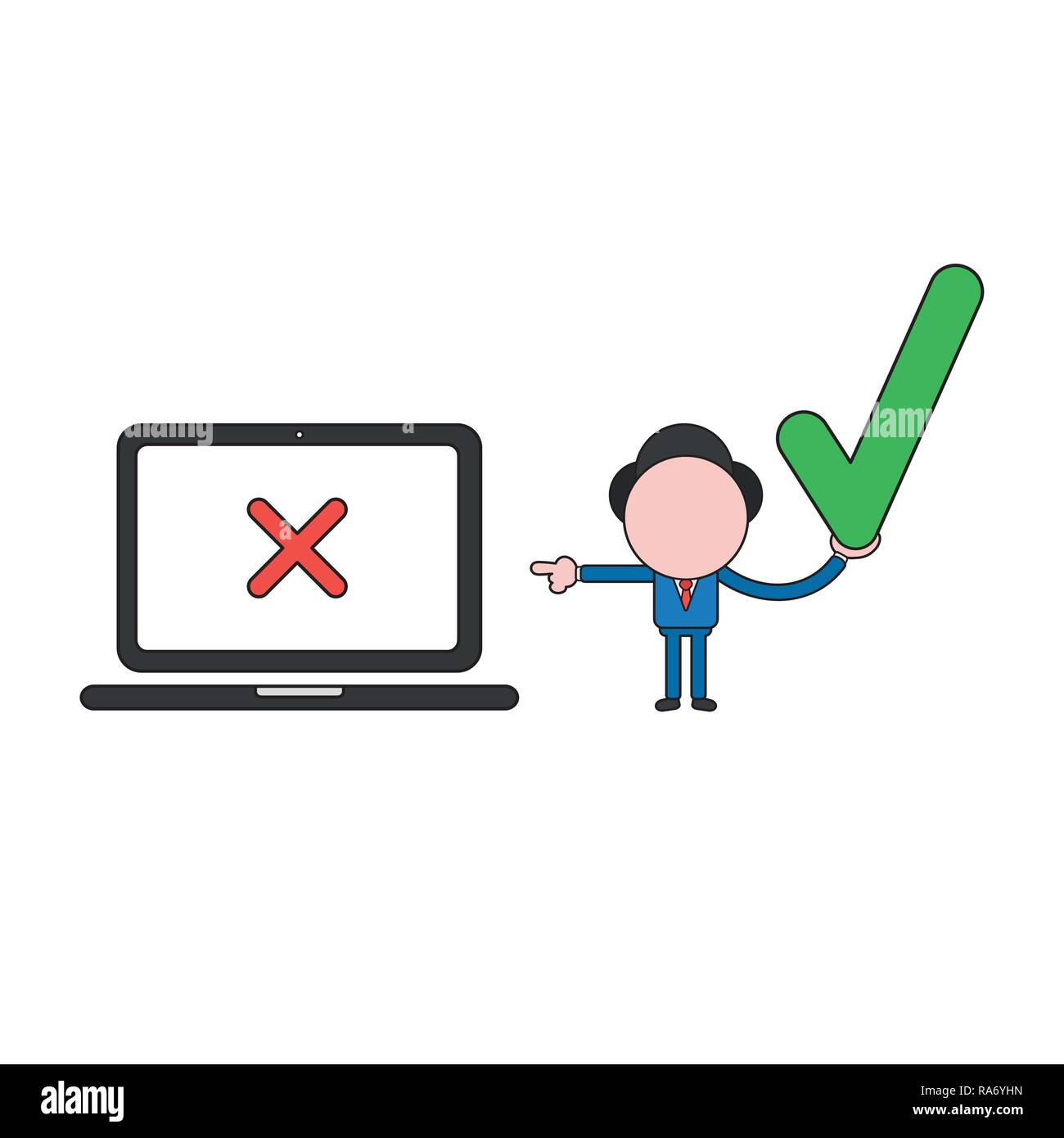 Vector illustration concept of businessman character holding check mark ...