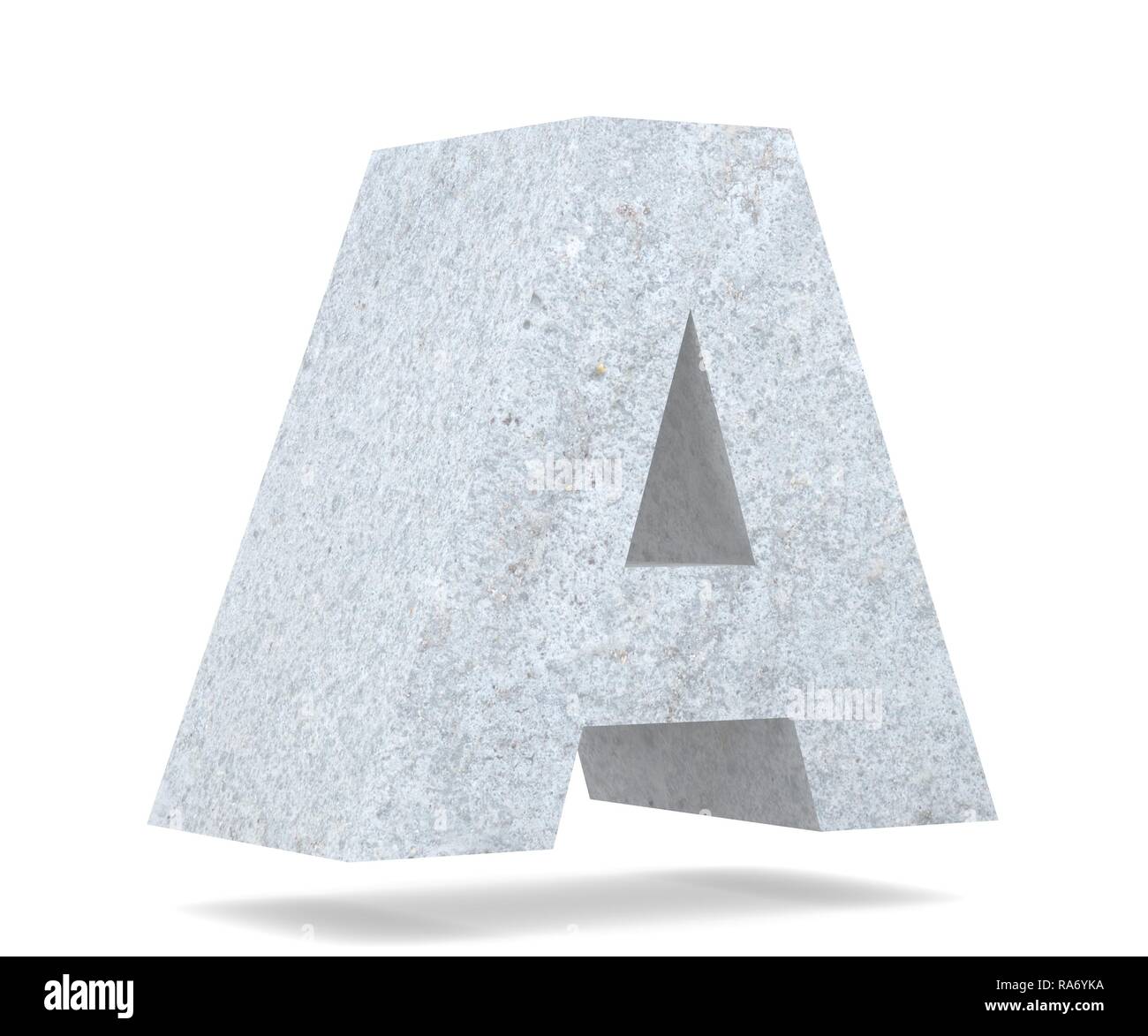 Concrete Capital Letter - A isolated on white background. 3D render ...