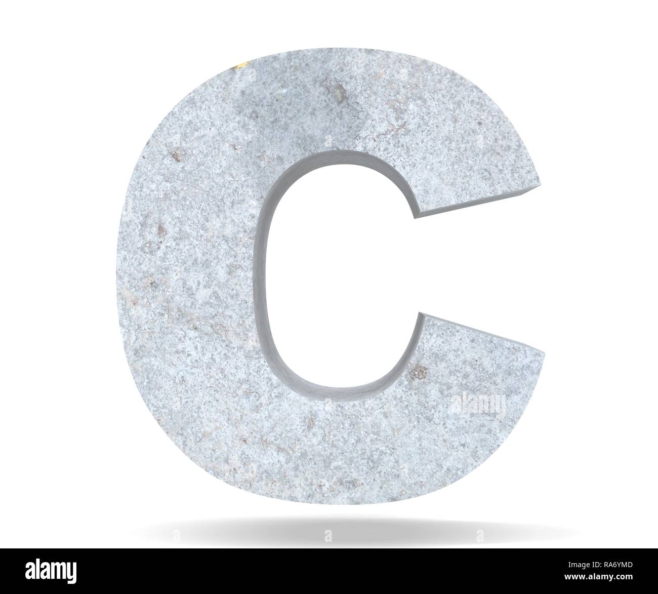 Concrete Capital Letter - C isolated on white background. 3D render ...