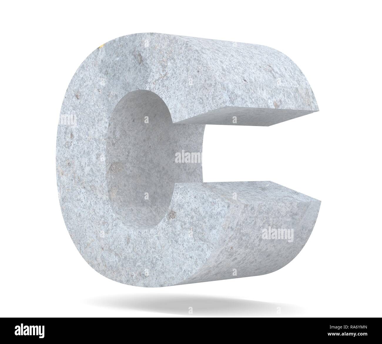 Concrete Capital Letter - C isolated on white background. 3D render ...