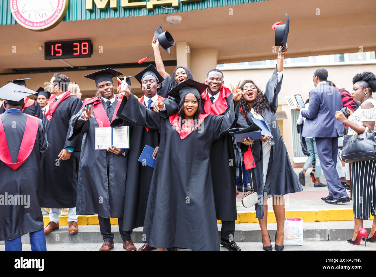 GRODNO, BELARUS - JUNE, 2018: Happy foreign african medical students in ...